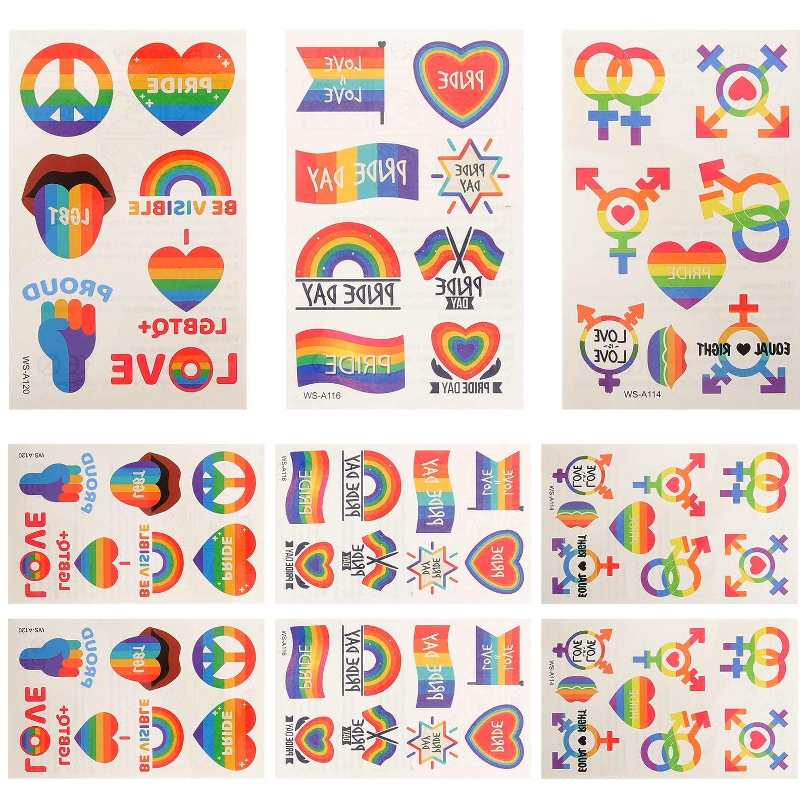 Hareemi 9 Sheets Pride Tattoos Decorative Rainbow Tattoos Stickers LGBT ...