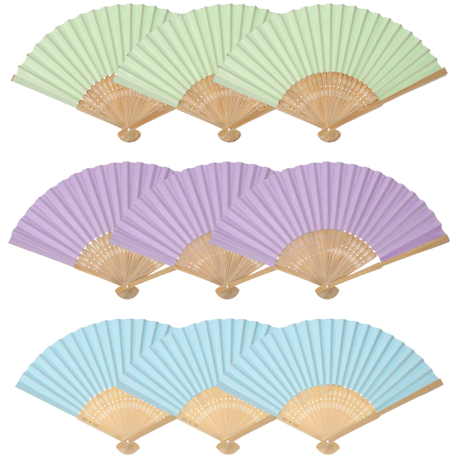 Hareemi 9pcs Blank Folding Fans Children Painting Fans DIY Paper Fans ...