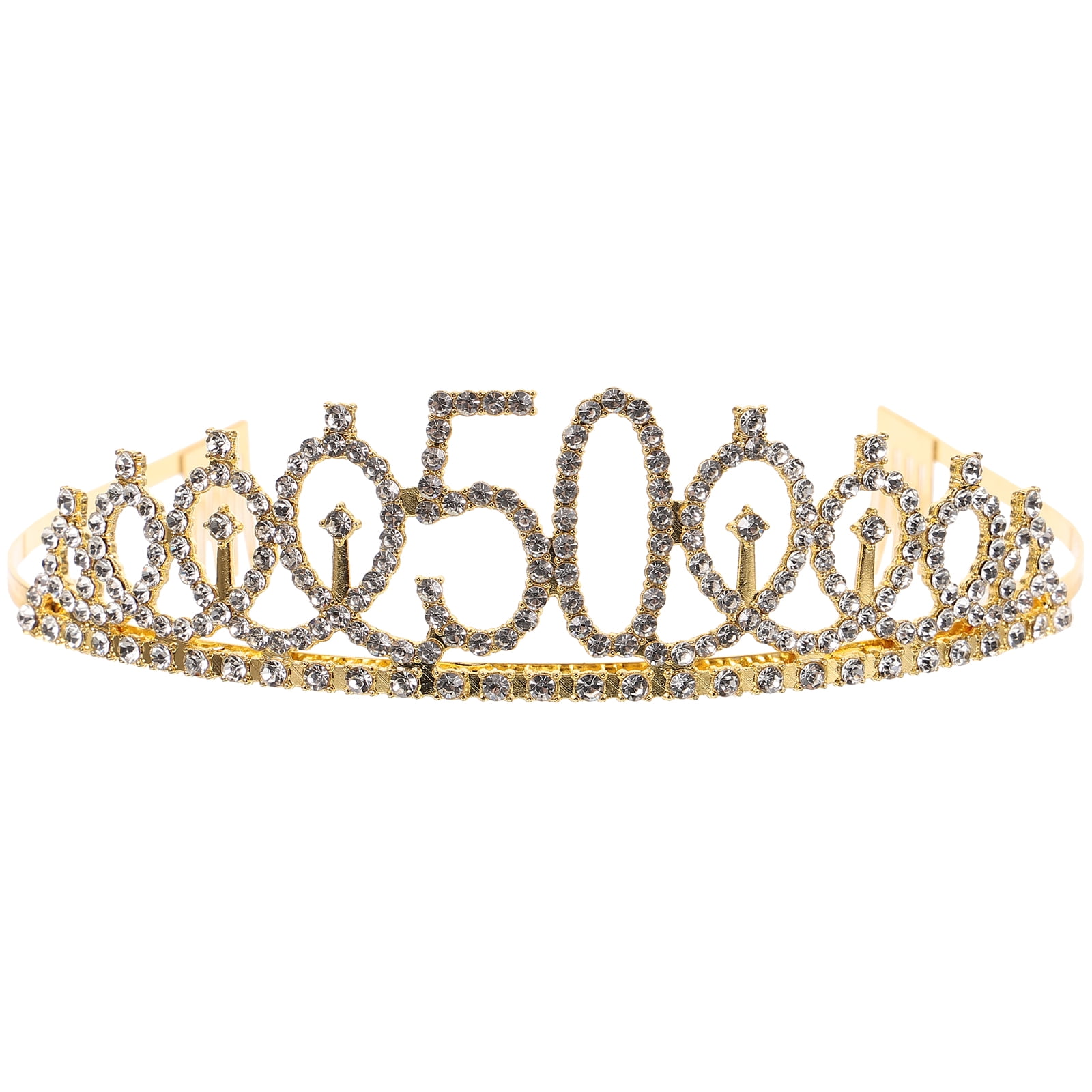 Hareemi Girl's 50th Birthday Tiara Crystal Rhinestone Birthday Tiara ...