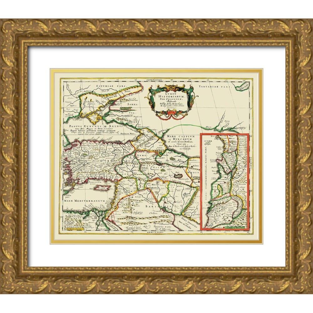 Hareio 31x26 Gold Ornate Wood Framed with Double Matting Museum Art ...