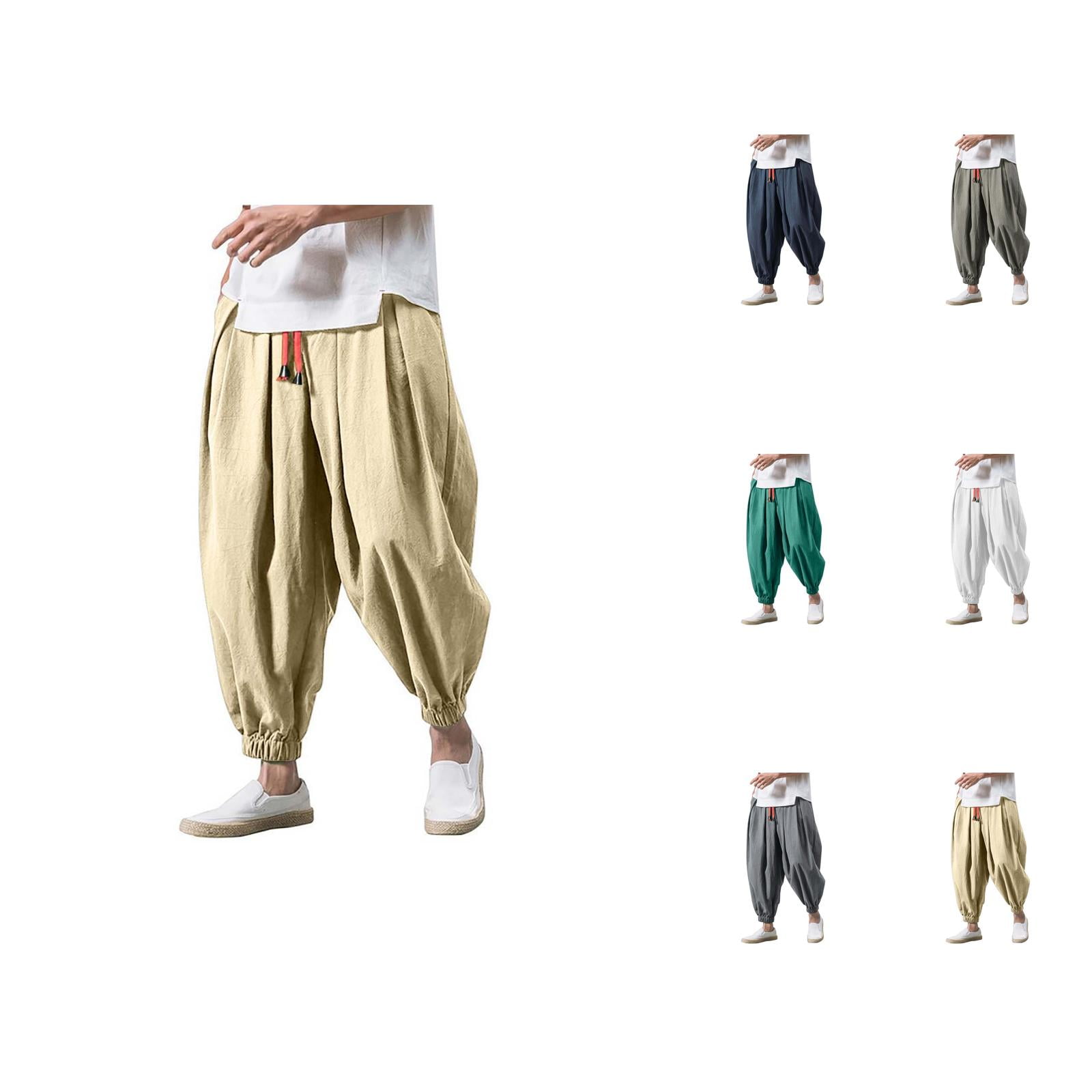 Harem Pants Men 2026 Fashion Wide Leg Baggy Drop Crotch Drawstring ...