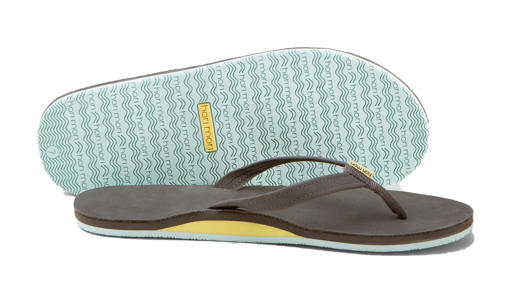 Hari Mari Leather Women's Fields Memory Foam Flip Flops (Dark Grey/Aqua ...
