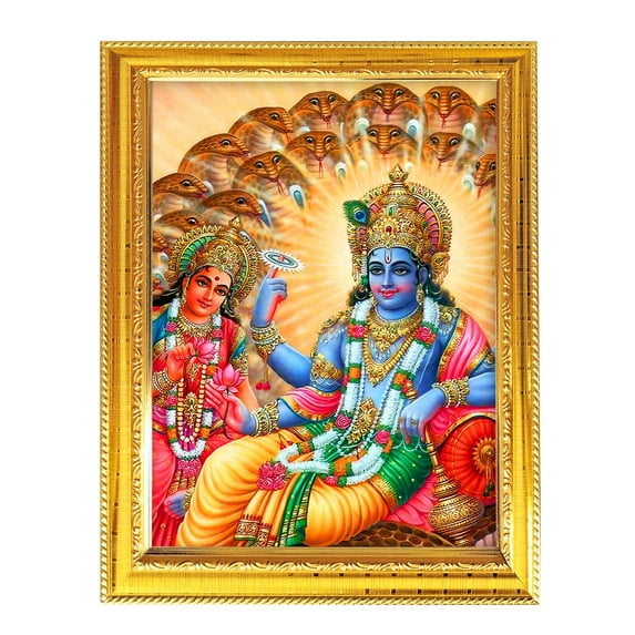 Hari Vishnu Lakshmi Laxmi Maa Indian God Photo With Golden Frames Wall ...