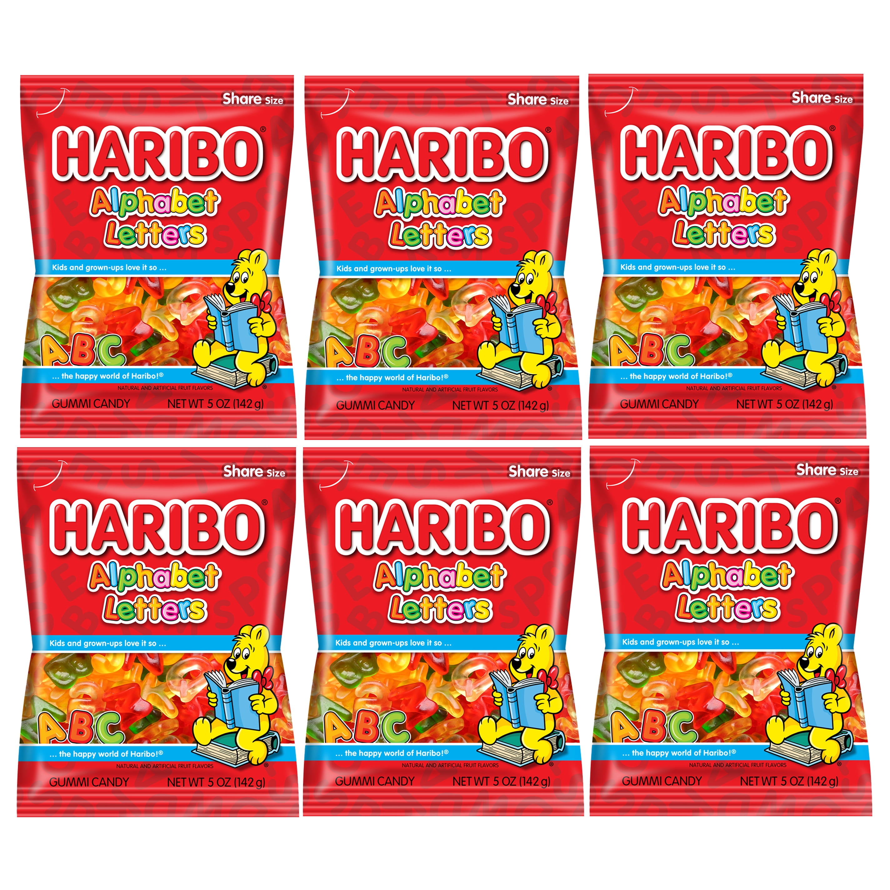 Haribo Alphabet Letters Pack of 6 (5oz Bags) Perfect Candy for ...