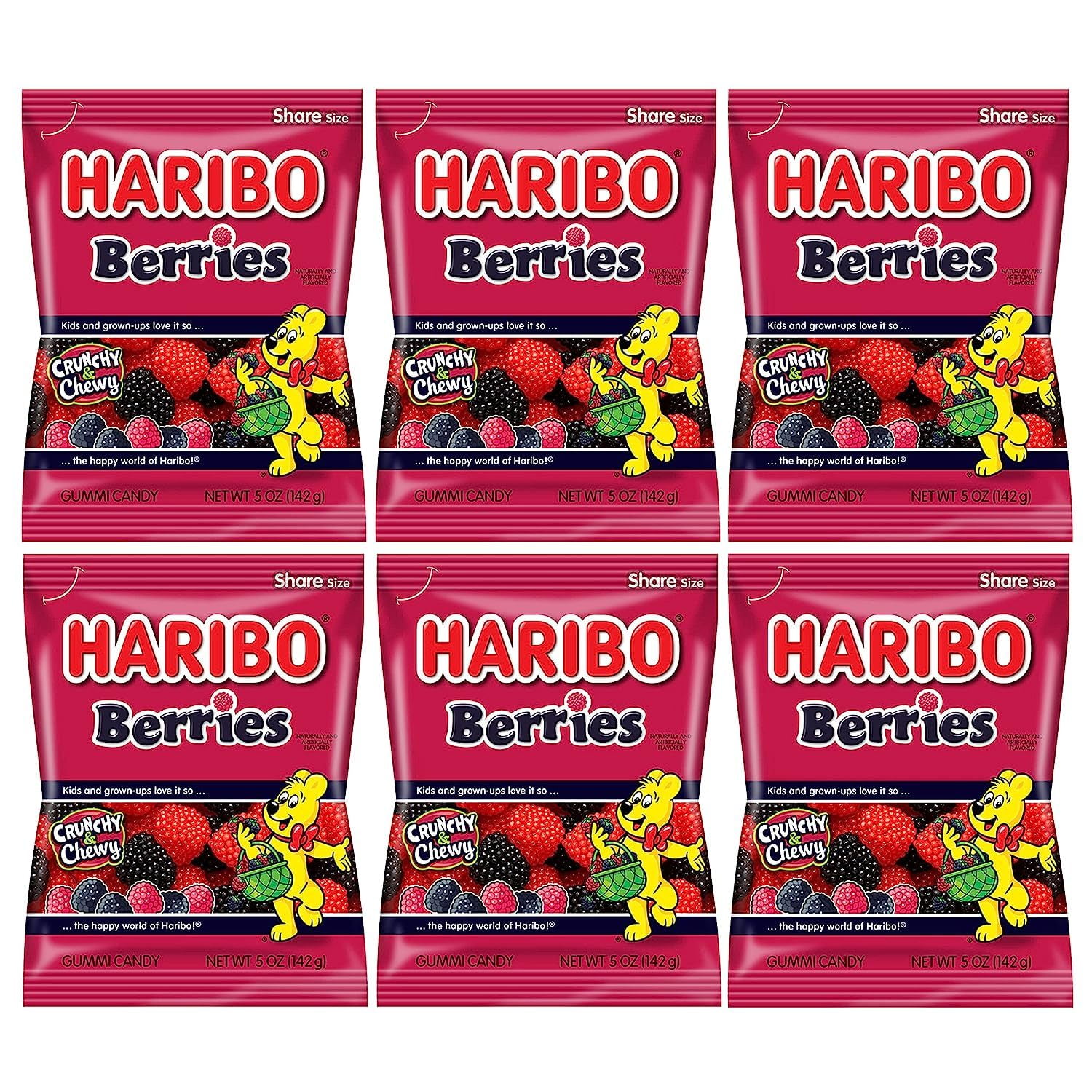 Haribo Berries Gummy Candy | 6 Bags (5 oz Each) | Perfect for Movie ...