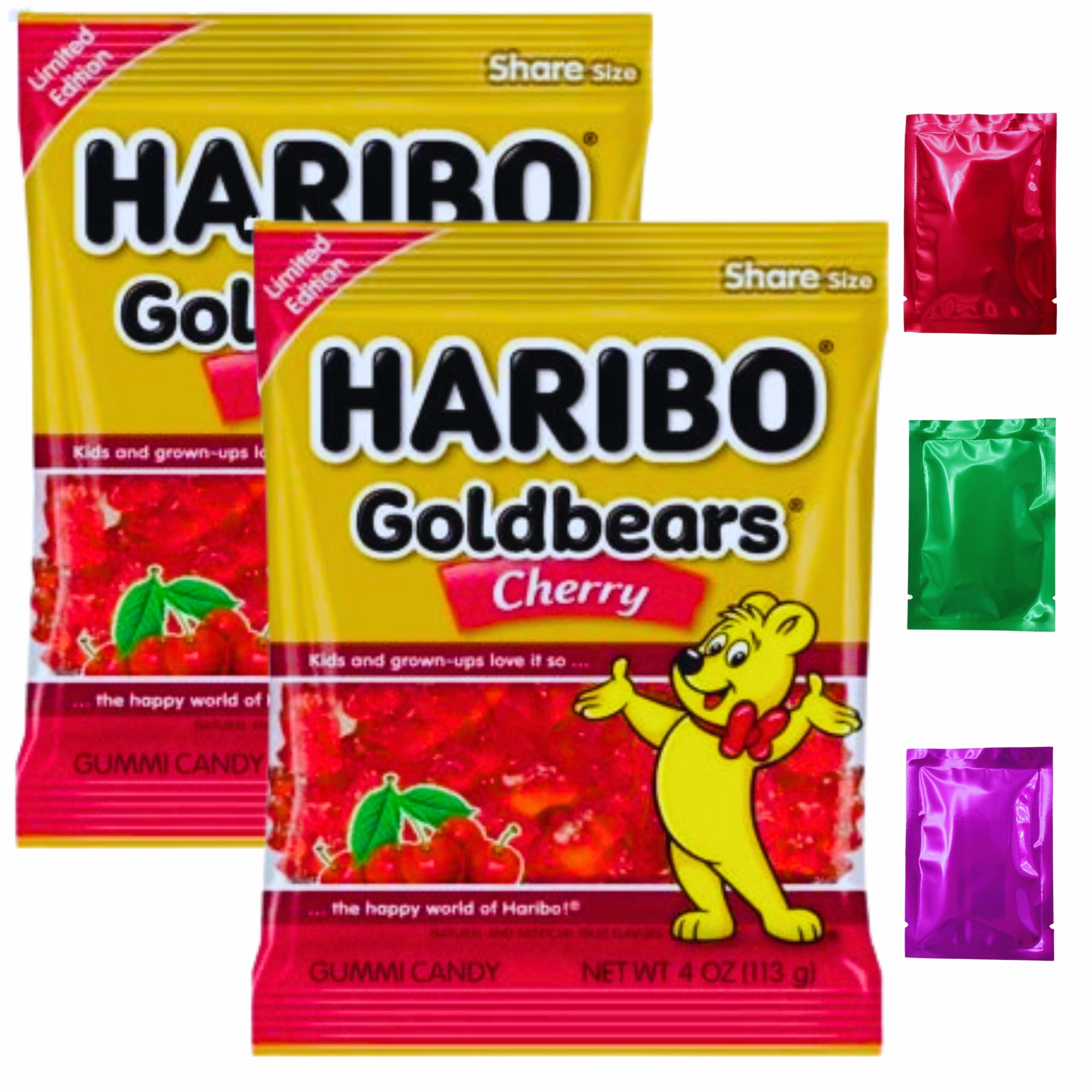 Haribo Cherry Goldbears Gummy Bears, Share Size Limited Edition 4oz Bag ...