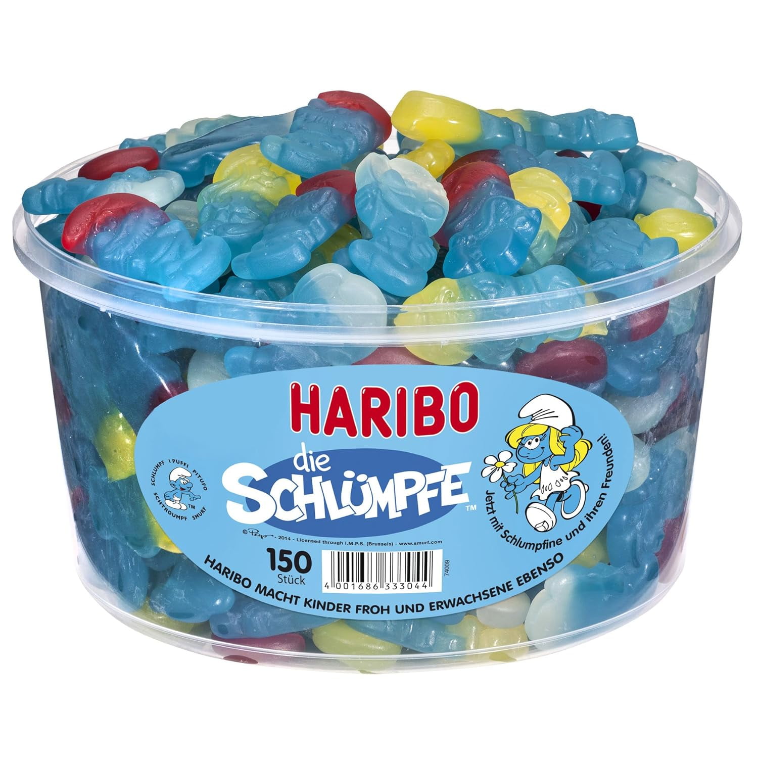 Haribo Die Schluempfe (Smurf Gummi Candy) Tub (150 pcs) - Walmart.com