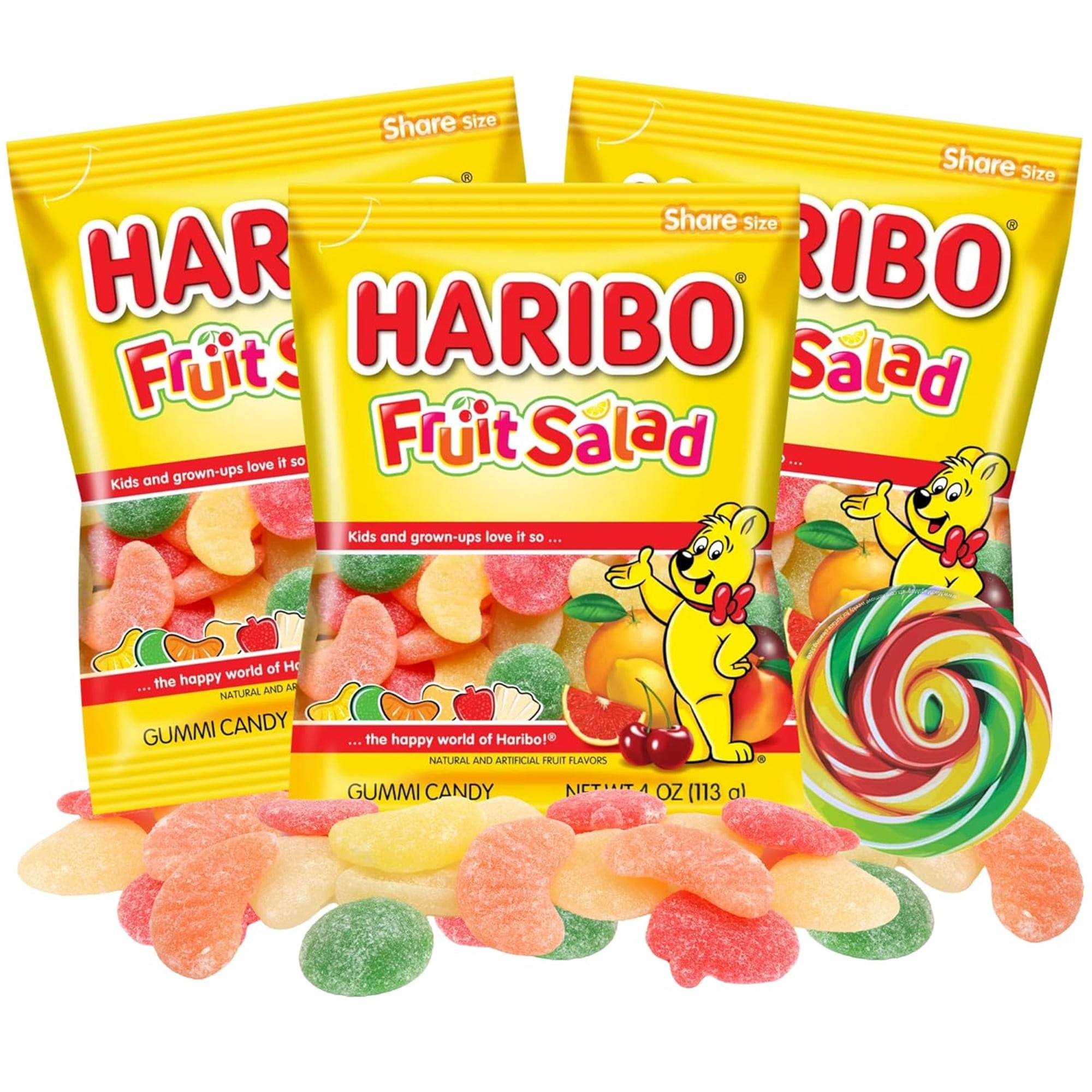 Haribo Fruit Salad Sugar Coated Gummies, Summer Candy, Pack of 3, 5 ...