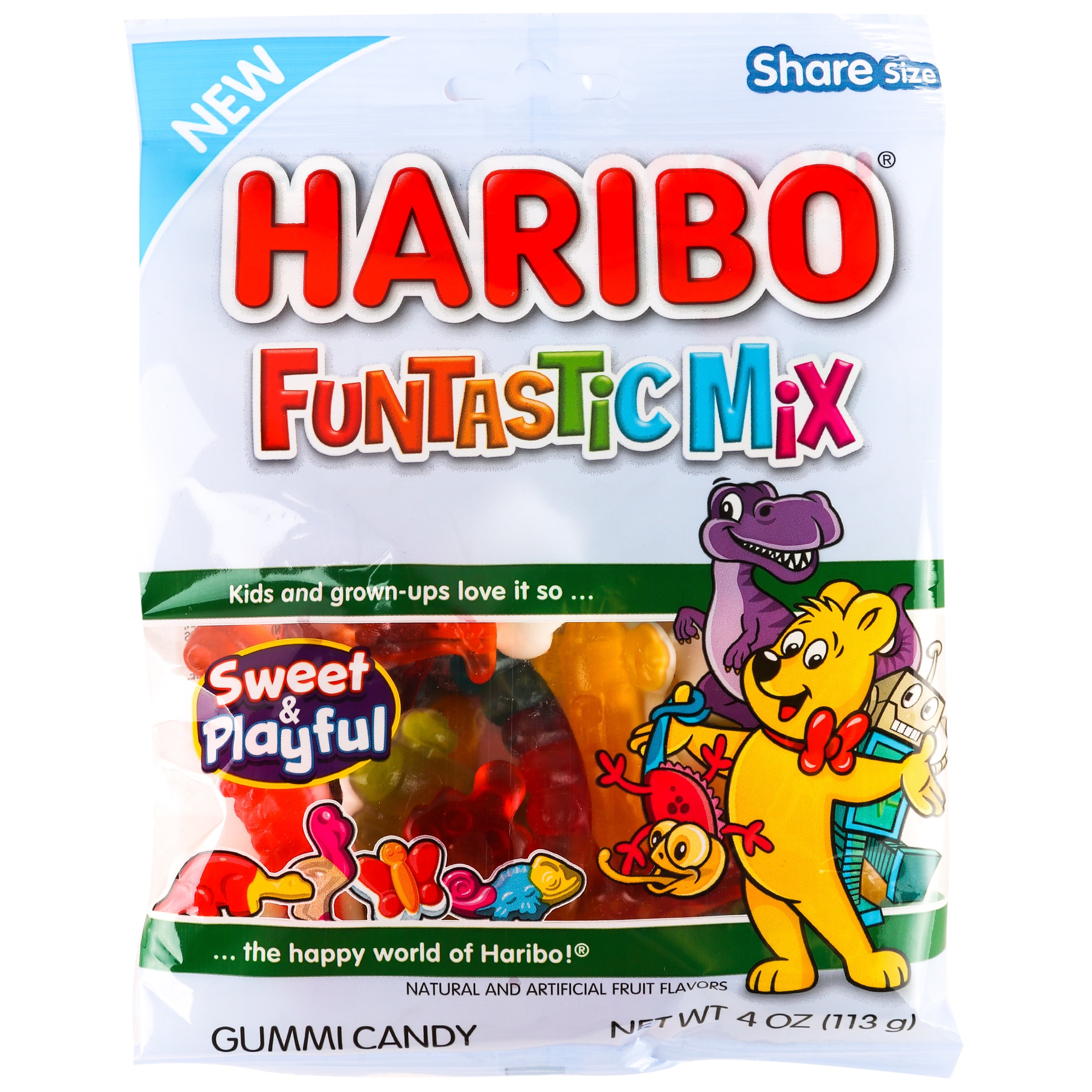 Haribo Funtastic Mix Assorted Flavor Gummy Candy 4 oz. Bag (2 Pack ...
