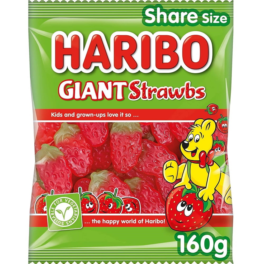 Haribo Giant Strawbs Share Bag 160g - Walmart.com