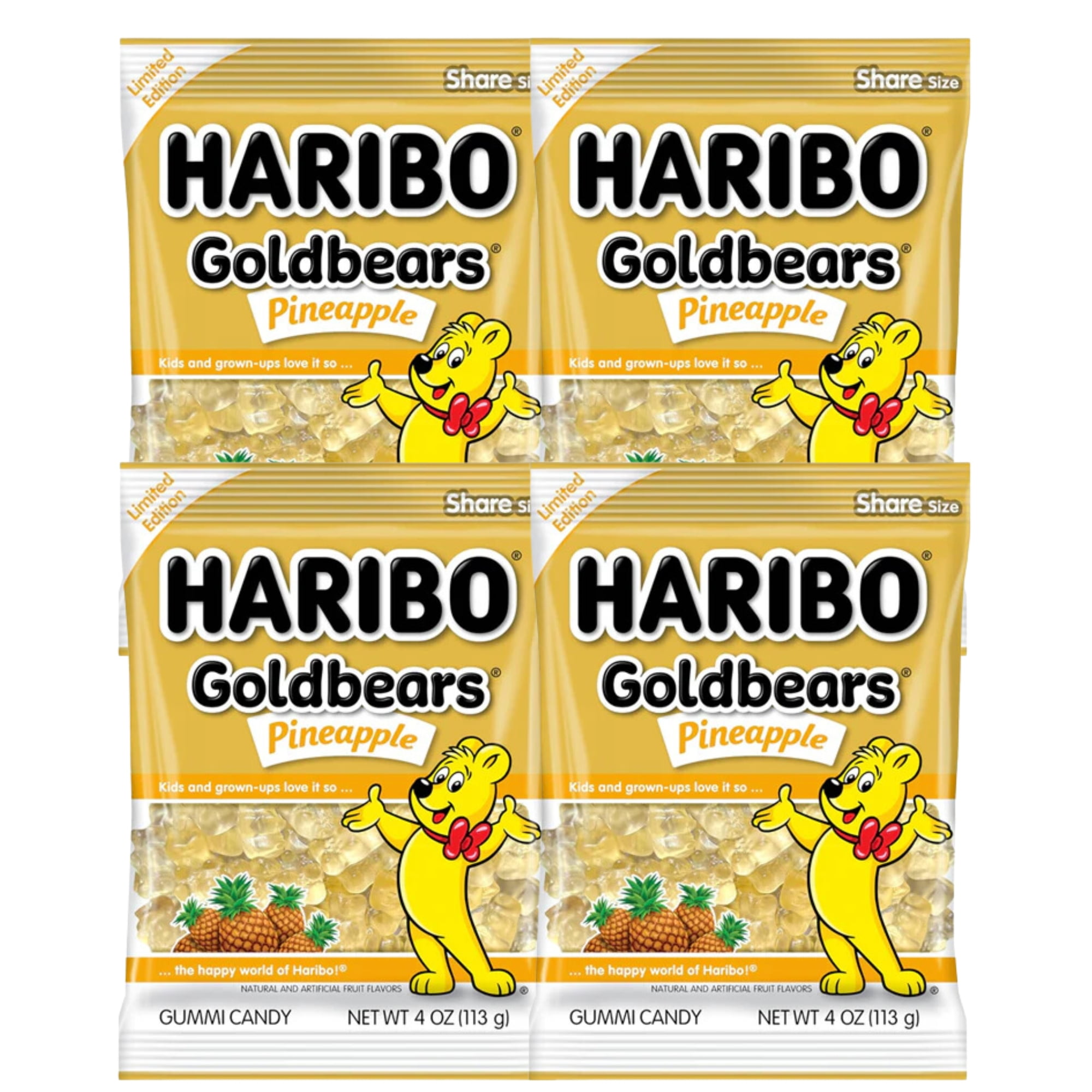 Haribo Gold Bears Pineapple Gummi Candies Chewy Soft Fruity Single ...