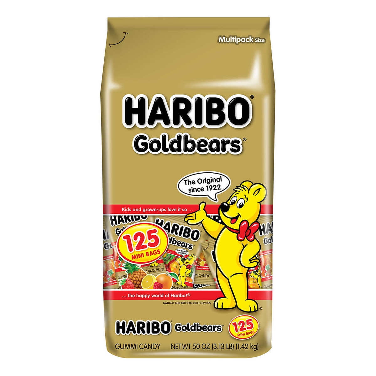 Haribo Goldbears Gummi Candy, Mini Bags, 0.4 oz, 125 ct, Net wt 50 oz ...
