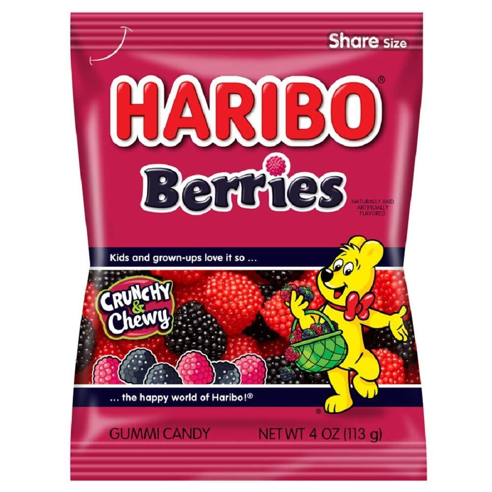 Haribo Berries Gummy Candy – 12 Pack, 4 oz Bags – Crunchy & Chewy ...