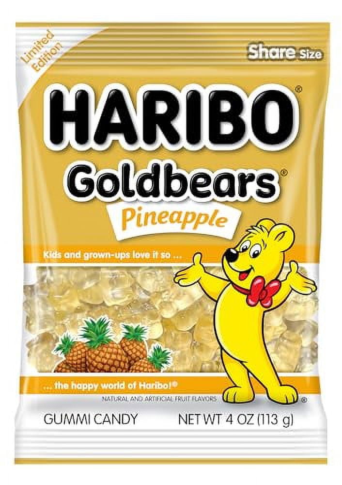 Haribo Gummi Candy, Goldbears Single Flavor, Pineapple, 4 oz Multipack ...