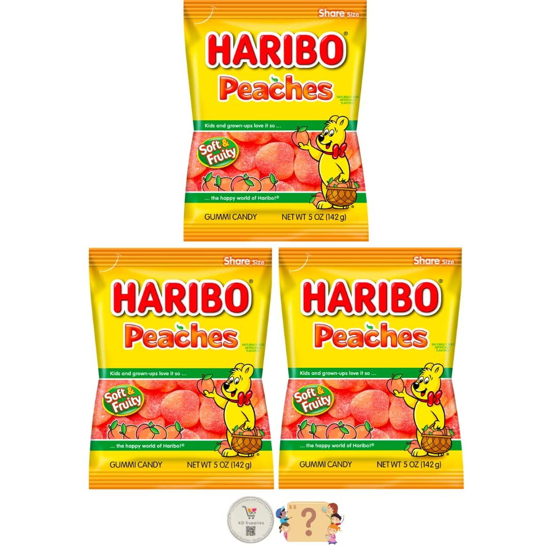 Haribo Gummi Candy - Soft & Chewy Delicious Gummies, Pack of 3 5 oz ...