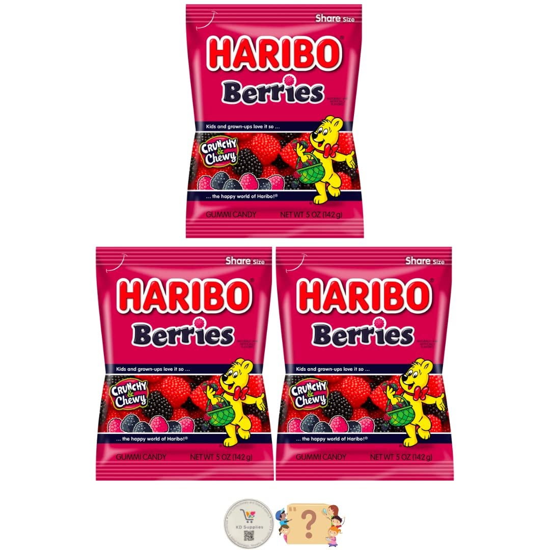 Haribo Gummi Candy - Soft & Chewy Delicious Gummies, Pack of 3 5 oz ...
