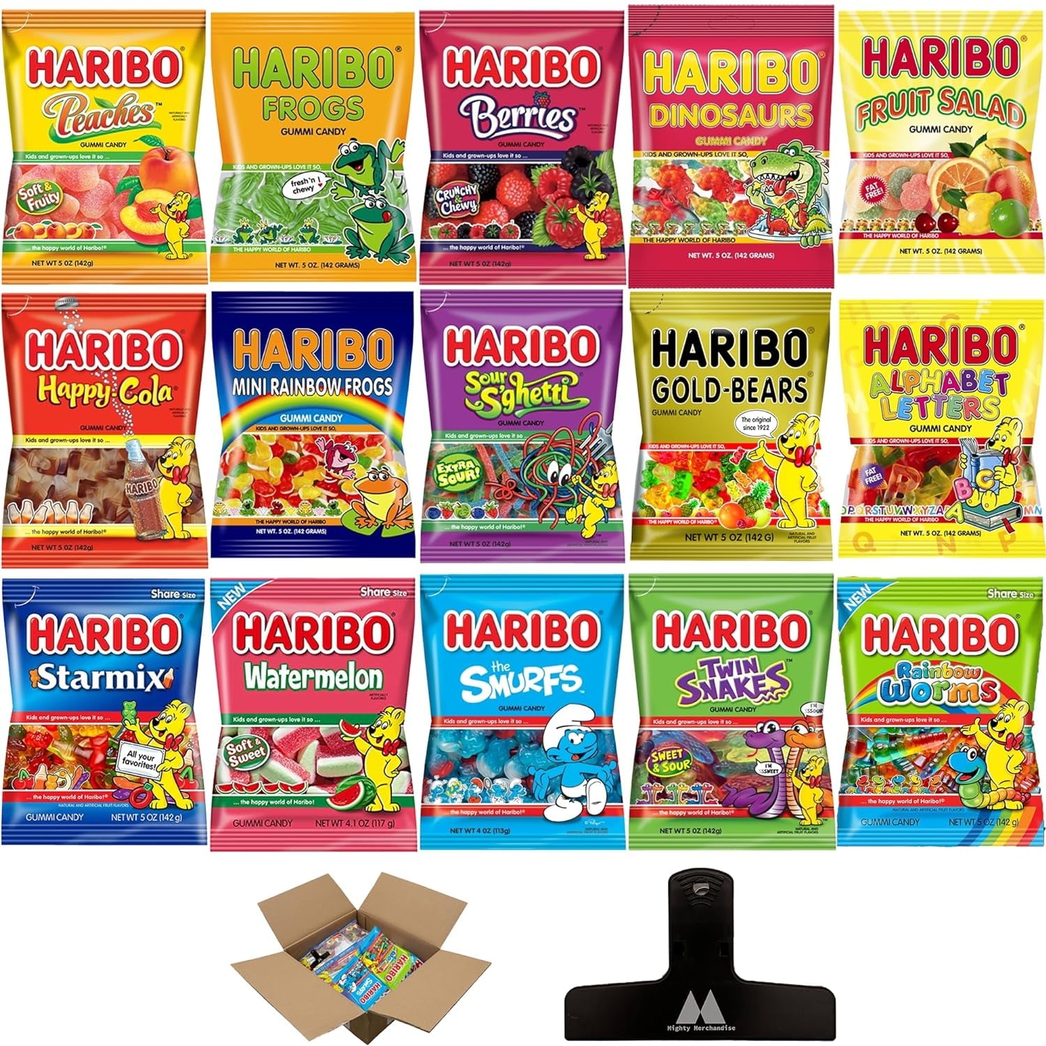 Haribo Gummies Candy Mega Pack - 15 Unique Flavors, 5oz Each - Bulk 15 ...