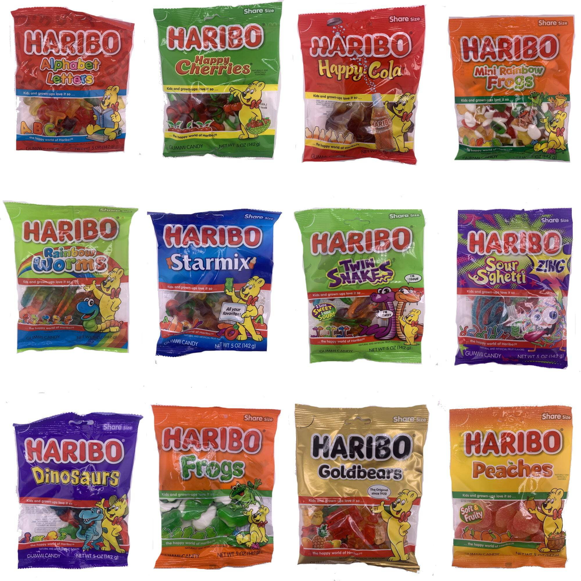 Haribo Gummy Bears Bulk Gummy Candy Variety Pack- 12 Bags of Haribo ...