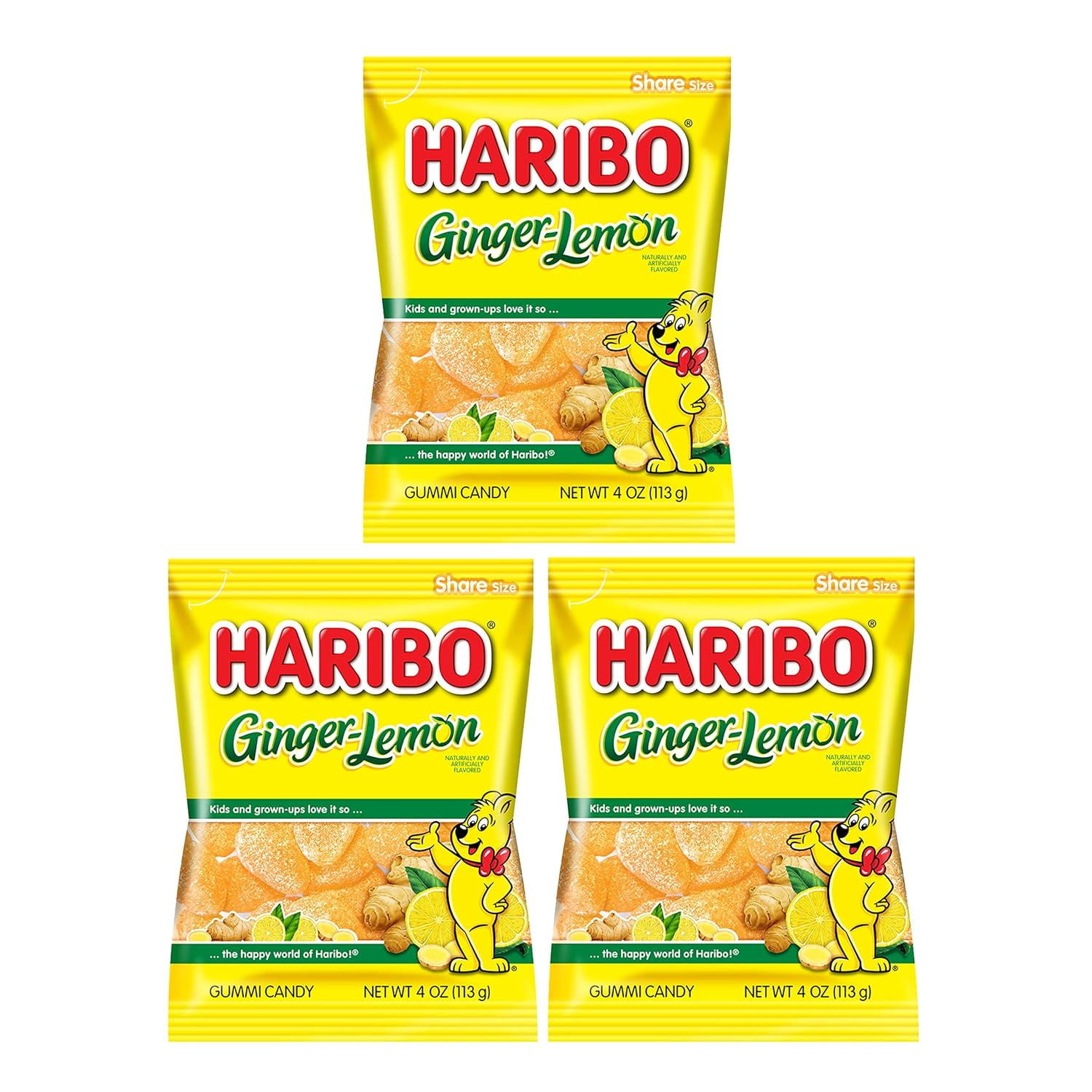 Haribo -Lemon Pack 3 (4oz Bags) and Lemon Flavored Gummi Candy in a ...