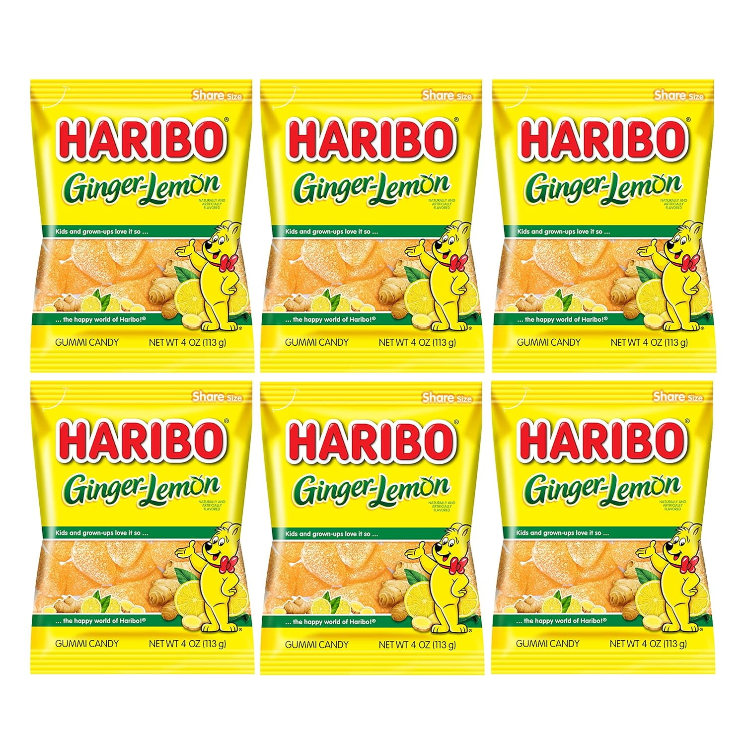 Haribo -Lemon Pack 6 (4oz Bags) and Lemon Flavored Gummi Candy in a ...