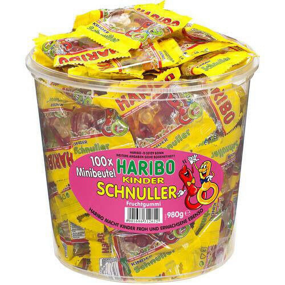 Haribo Mini Kinder Schnuller (Pacifier) 100 mini bags in Tub, 1000g ...