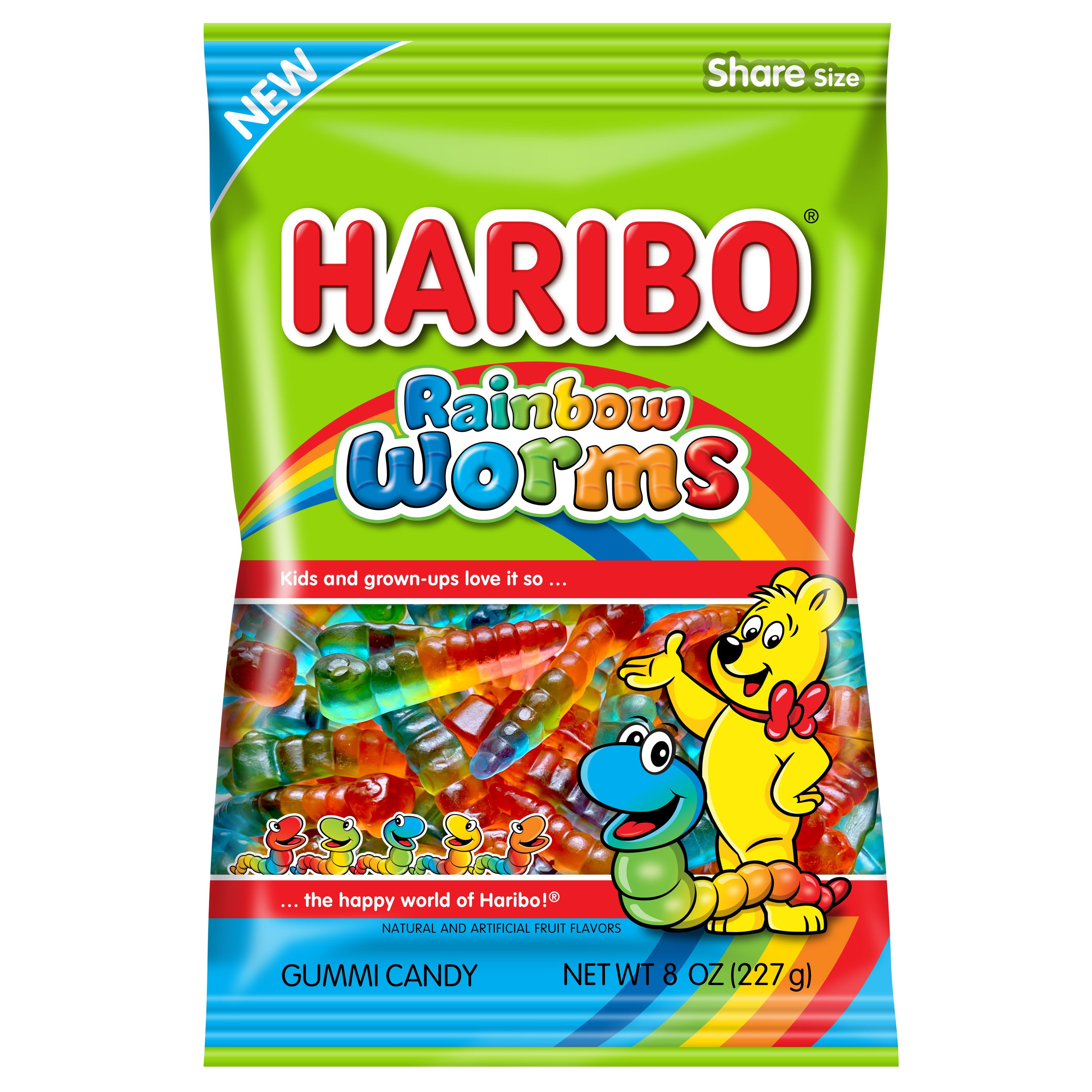 Haribo Rainbow Worms Gummi Candy - Share Size - 8 oz (Packaging May ...