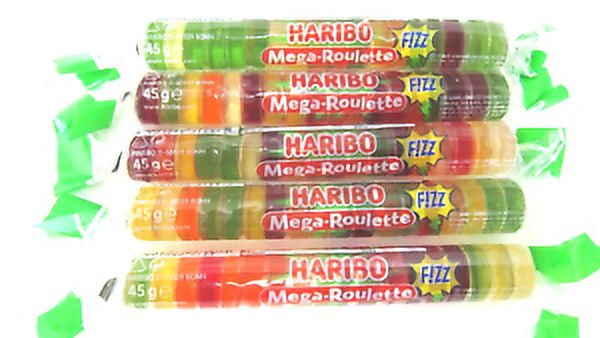 Haribo Roulette FIZZ SOUR gummy bears -5 rolls-Made in Germany ...