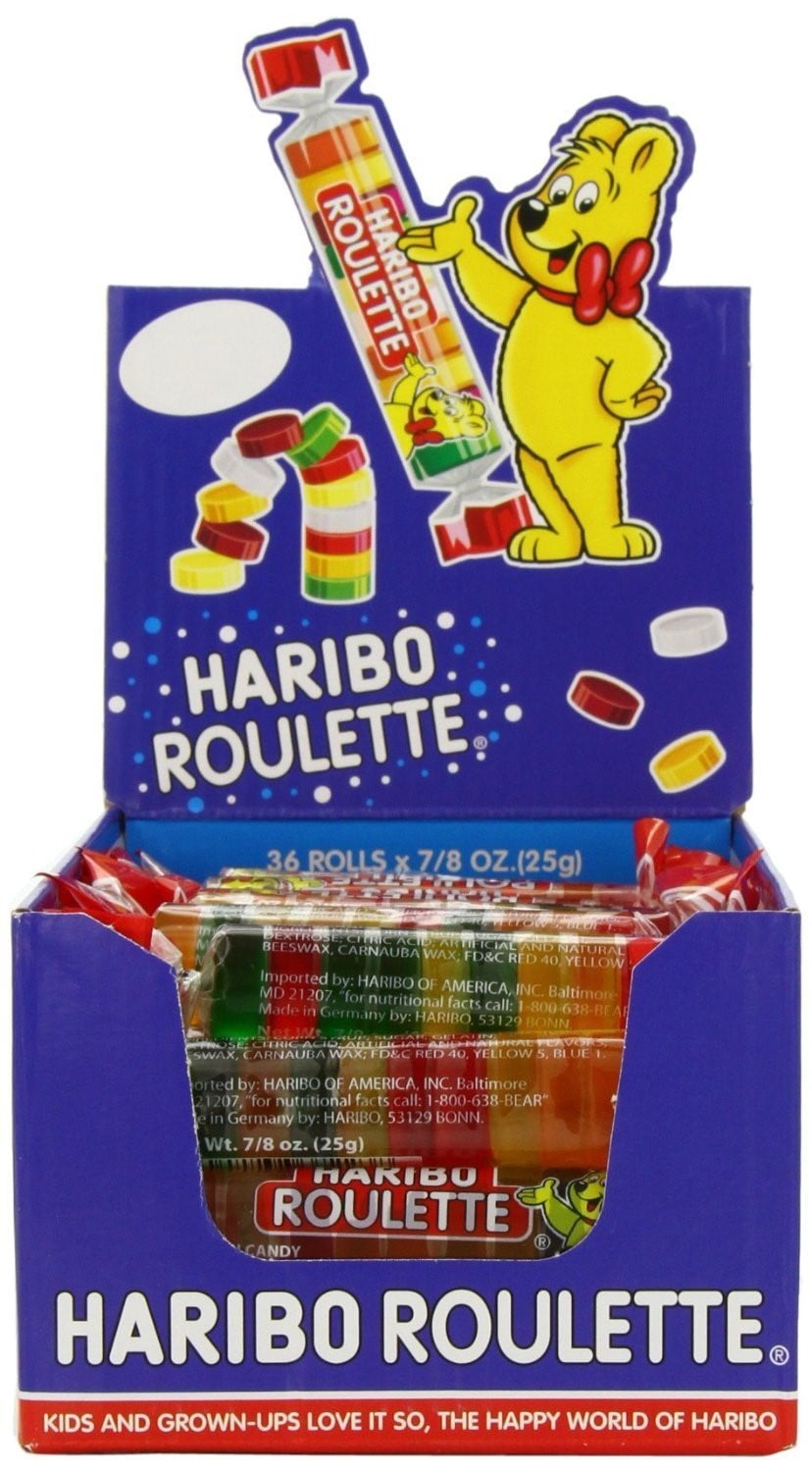 Haribo Roulettes Gummy Candy Rolls, Assorted Fruit Flavors, 36-Pack ...