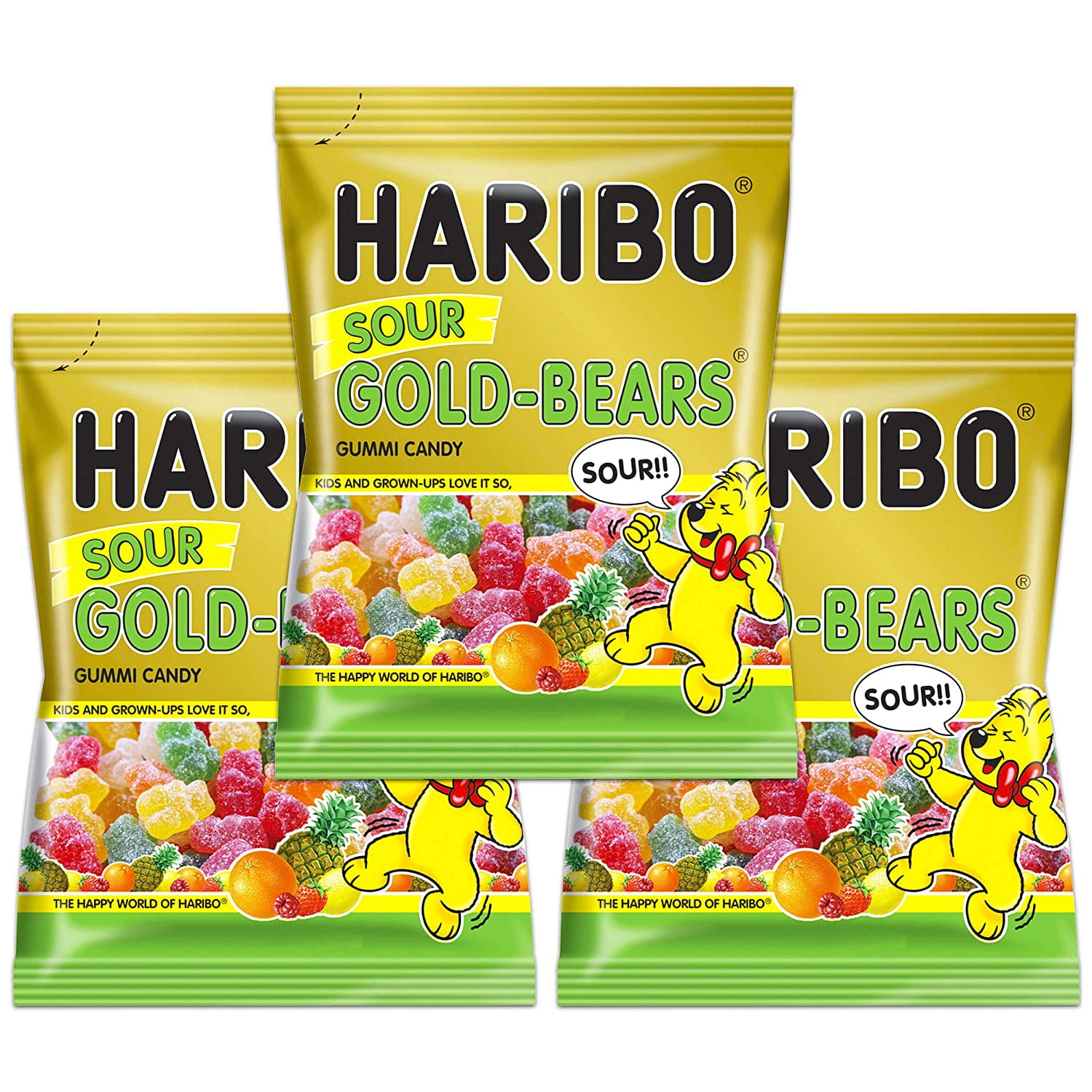 Haribo Sour Gold-Bears Gummi Candy Set of 3 3.6 oz bags - Walmart.com