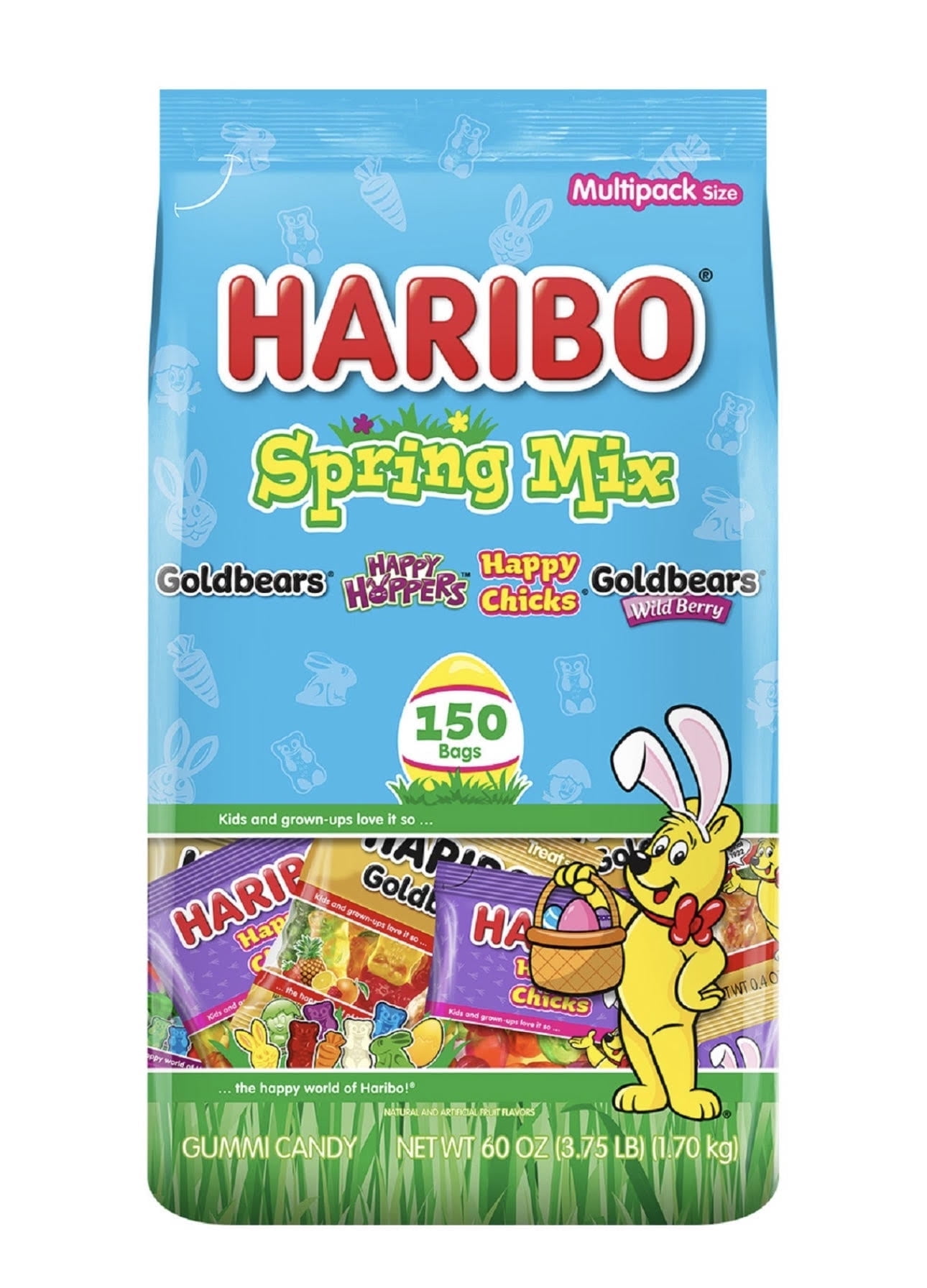 Haribo Spring Mix Gummy Bear Candy, 150 Bags, 3.75 Lb Assortment, Fruit ...