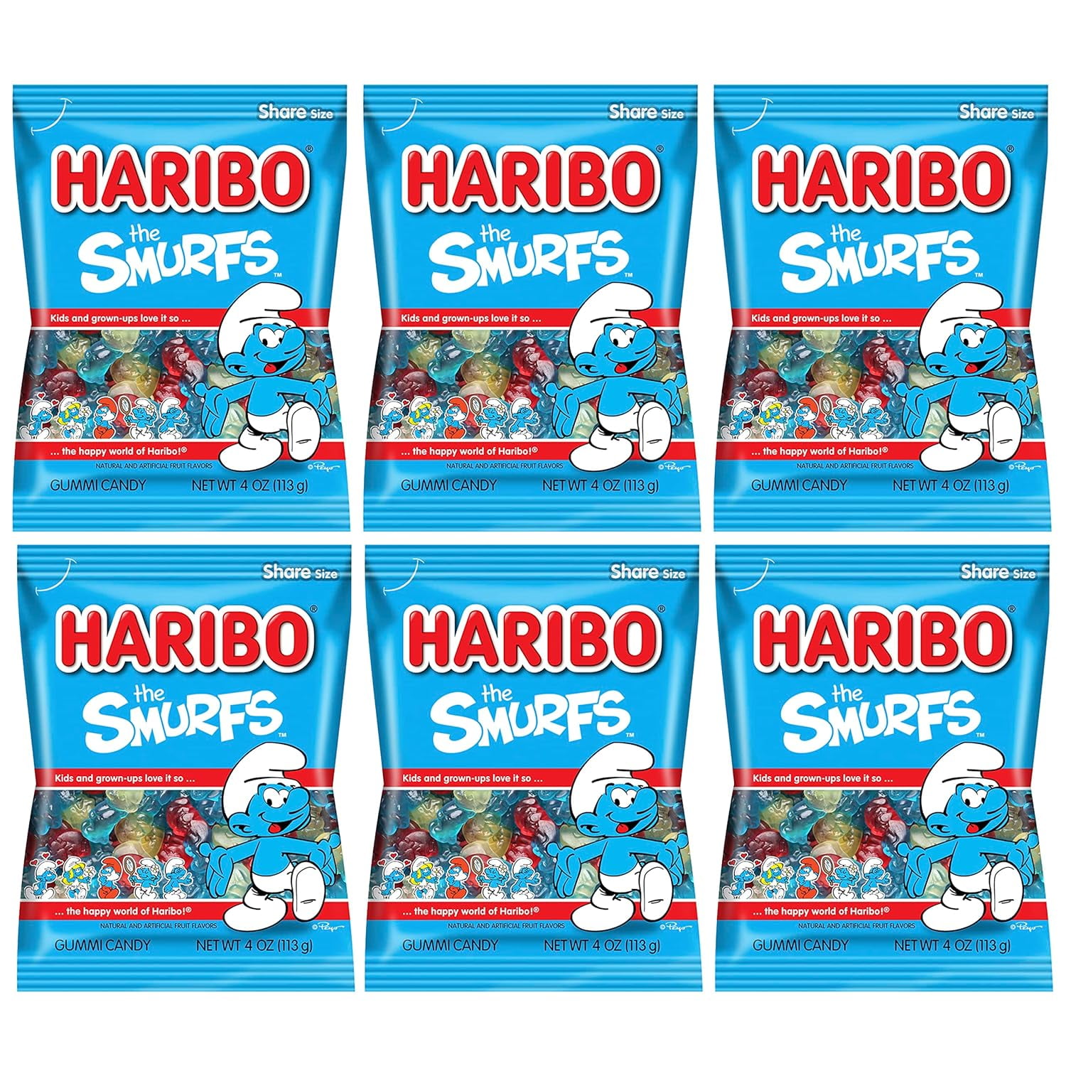 Haribo The Pack 6 (4oz Bags) Strawberry and Raspberry Flavored Gummi ...