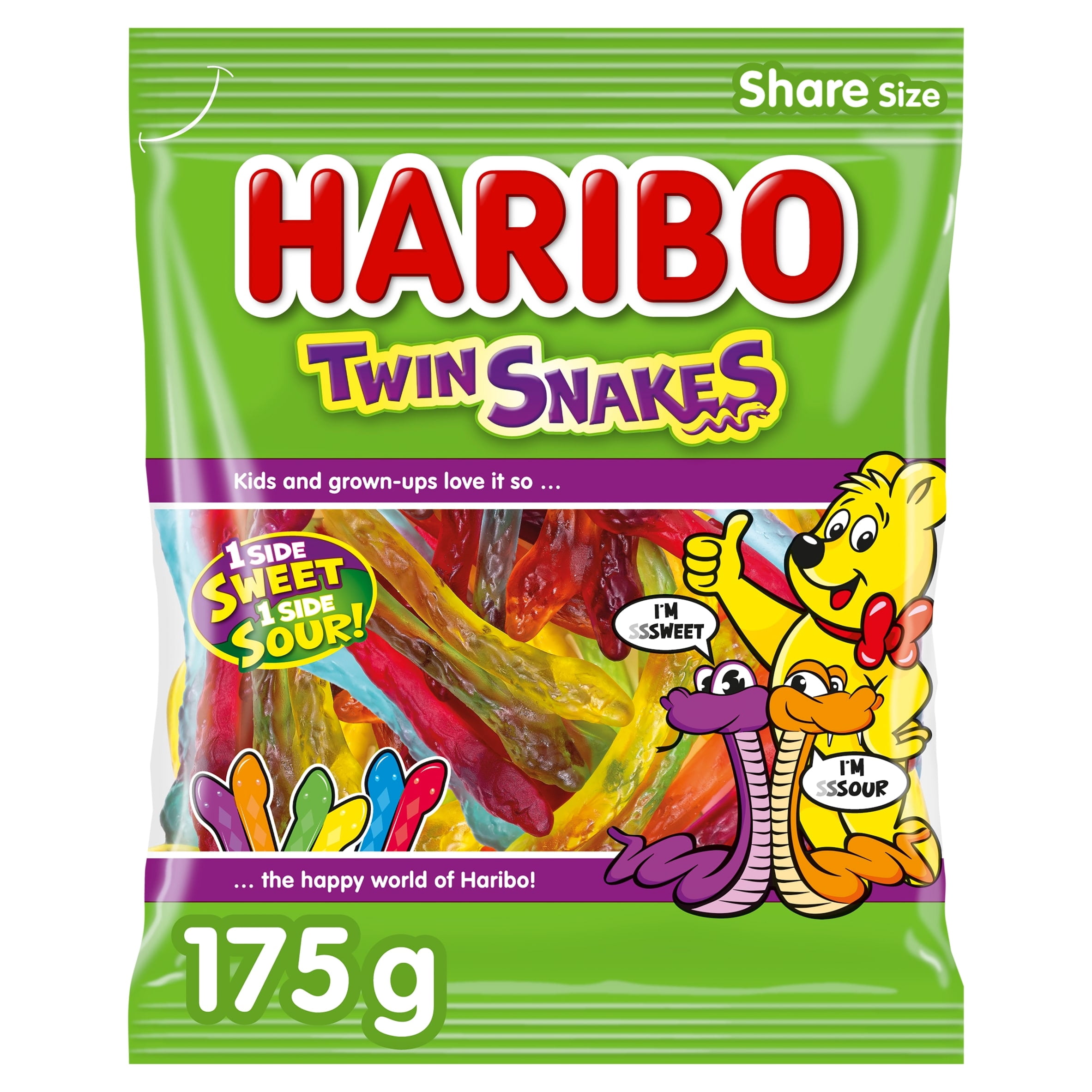 Haribo Twin Snakes Fruit Flavour Gum 175G, Imported from Britain ...