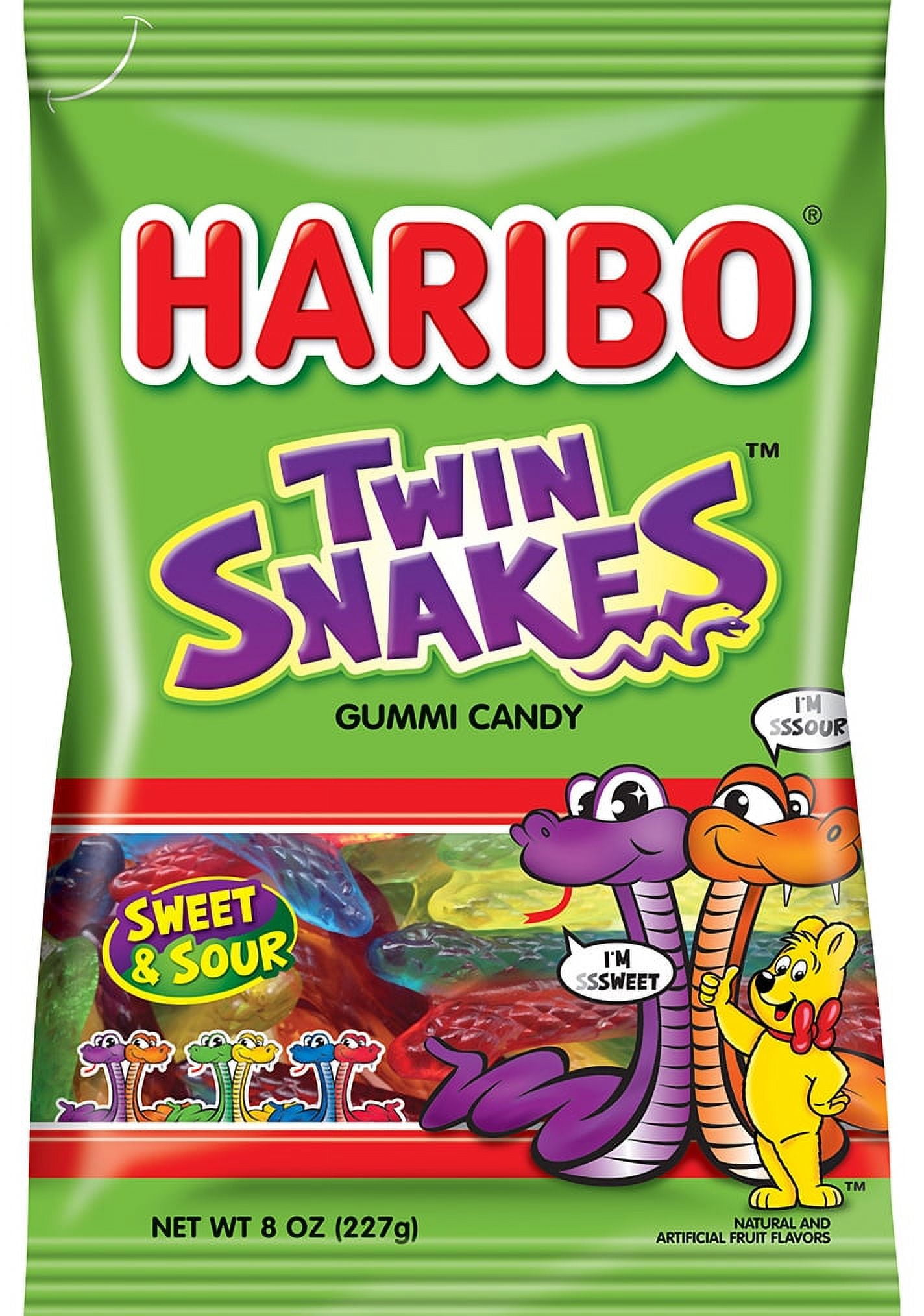 HARIBO Twin Snakes Gummies Original Sweet and Sour Assorted Fruit ...