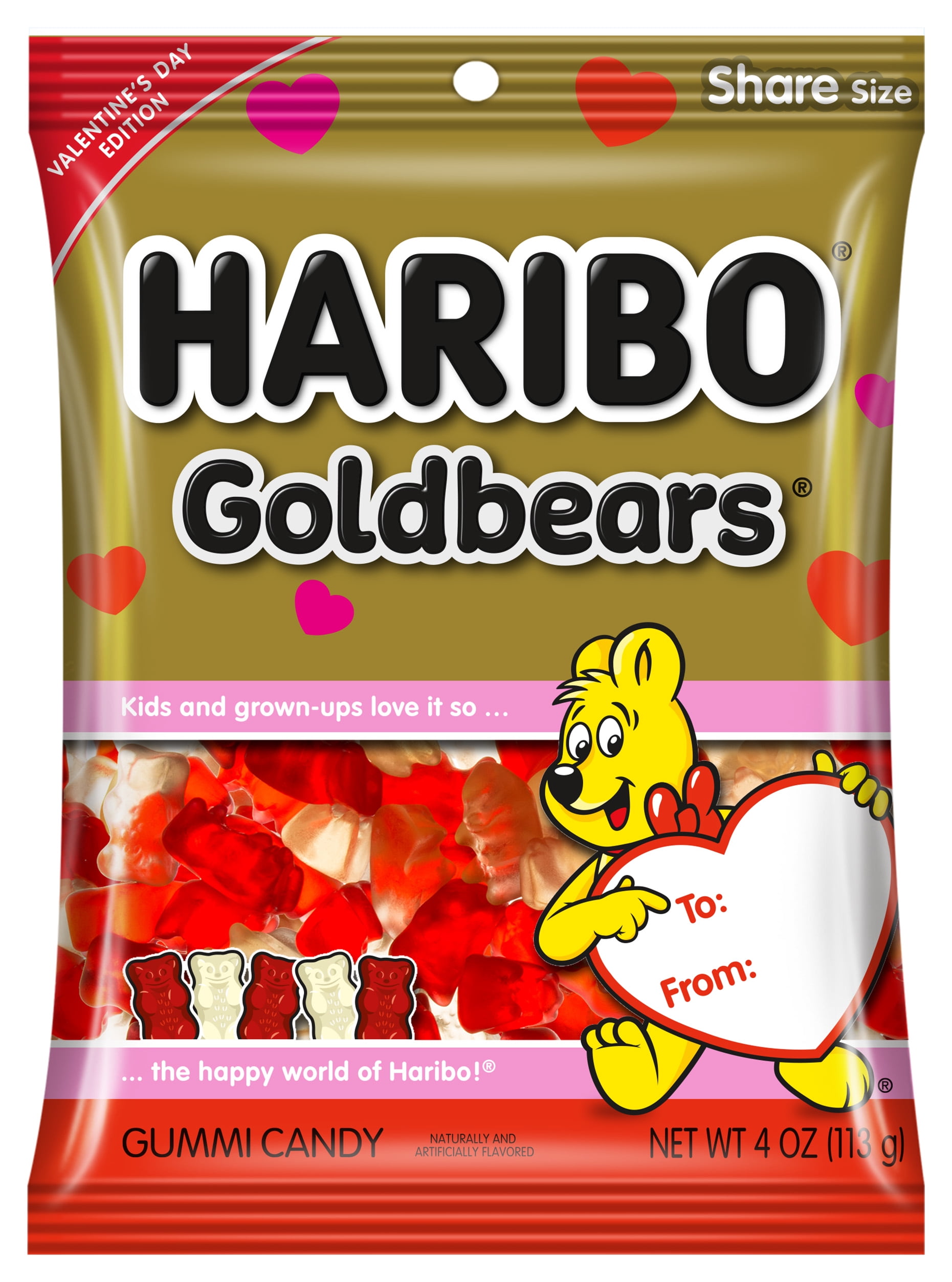 Haribo Gummi Bears Valentine's Day Candy Gift, Regular Size - Kids ...