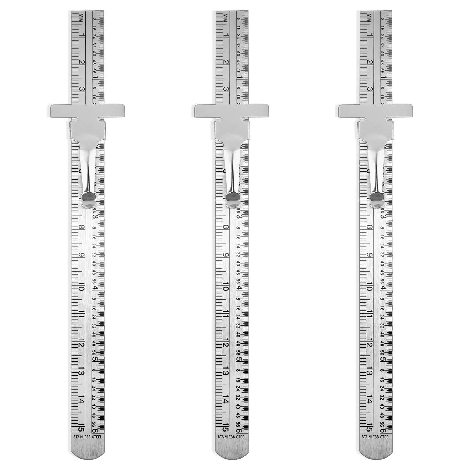 Hariendny 3 Pack 6 Inch Metal Pocket Ruler with Detachable Clips ...