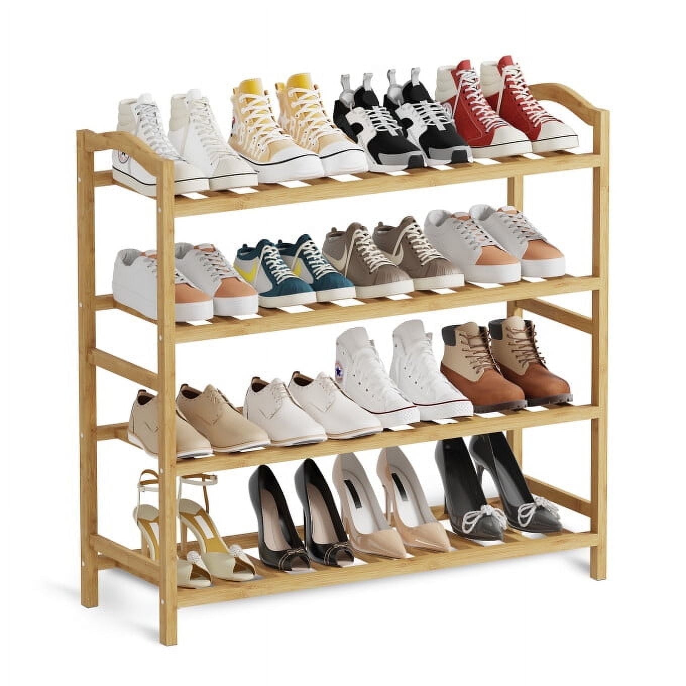 Harigal 4 Tiers Bamboo Shoe Rack Shoe Storage Organizer for Entryway ...