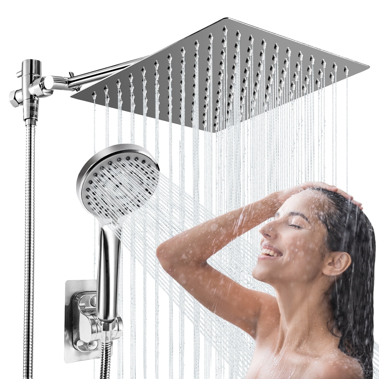 Harigal Dual Shower Head Combo 8 inch High Pressure Rain Shower Head ...