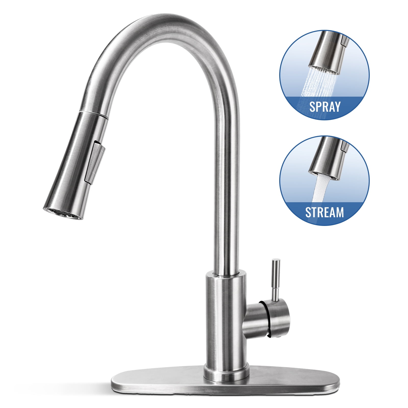 Harigal Kitchen Faucet with Pull Down Sprayer, Stainless Steel Kitchen ...