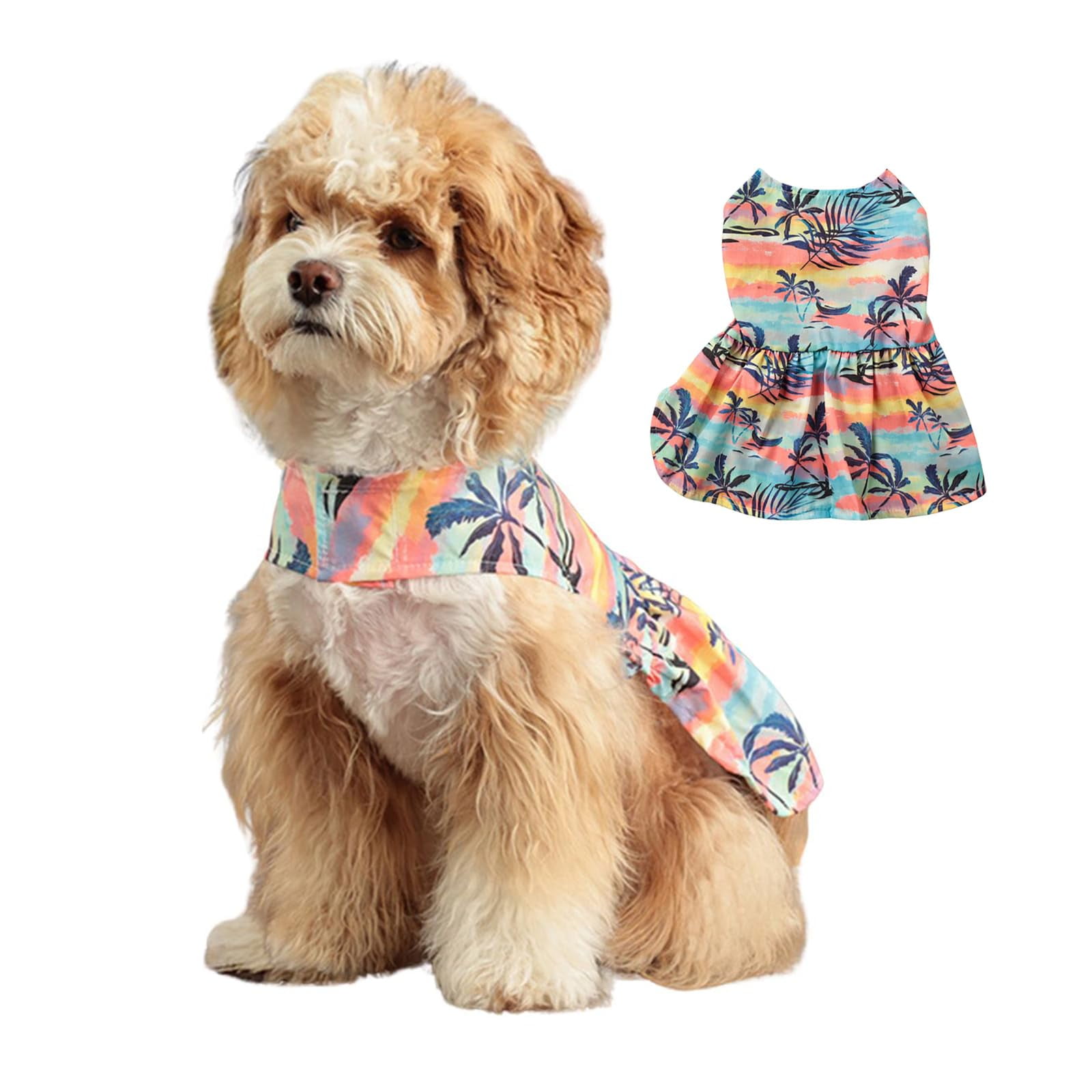 Harikaji Pet Hawaiian Dog Dress, Floral Dog Beach Outfit, Breathable ...