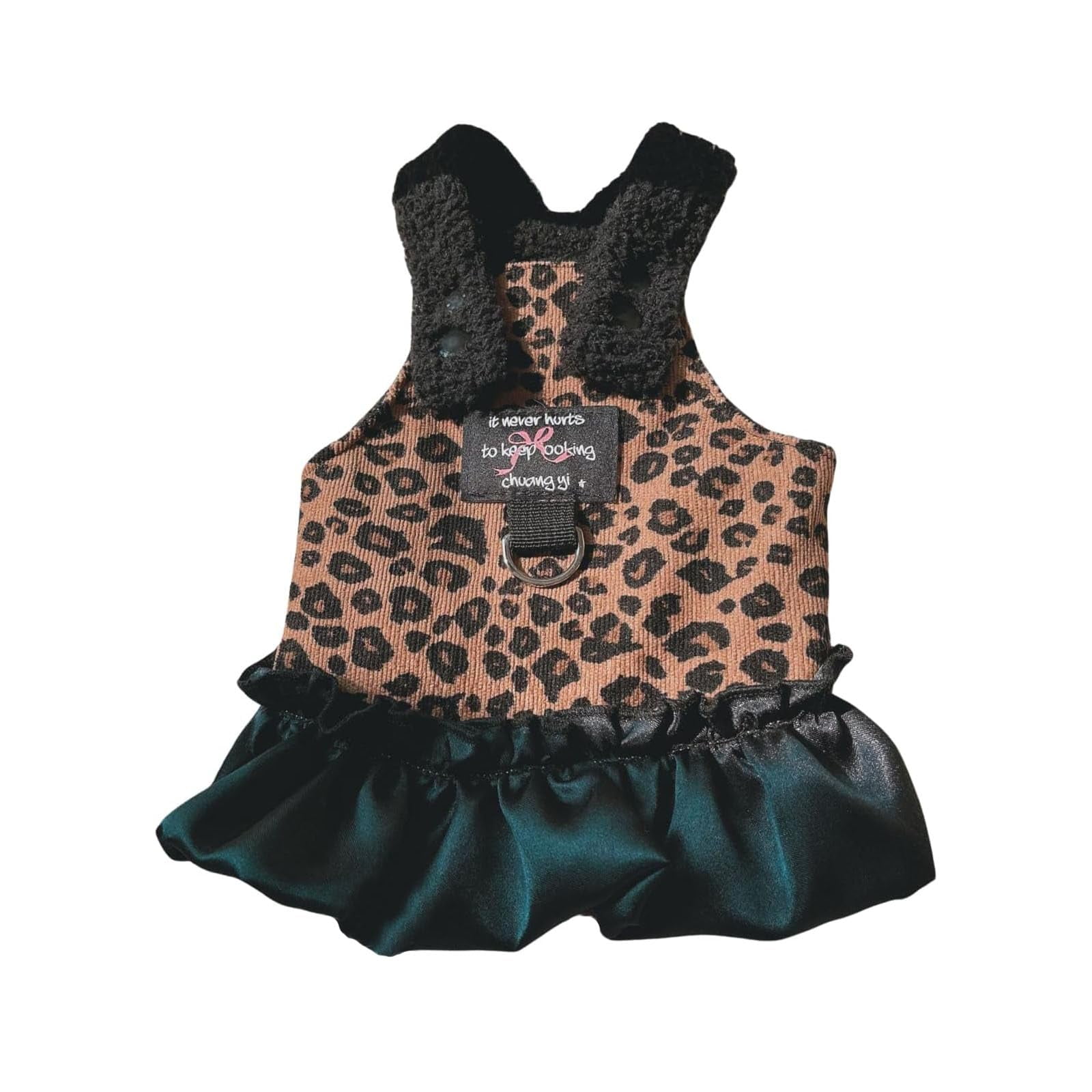 Harikaji Small Dog Dresses with D-Ring & Plush Lining, Leopard Print ...