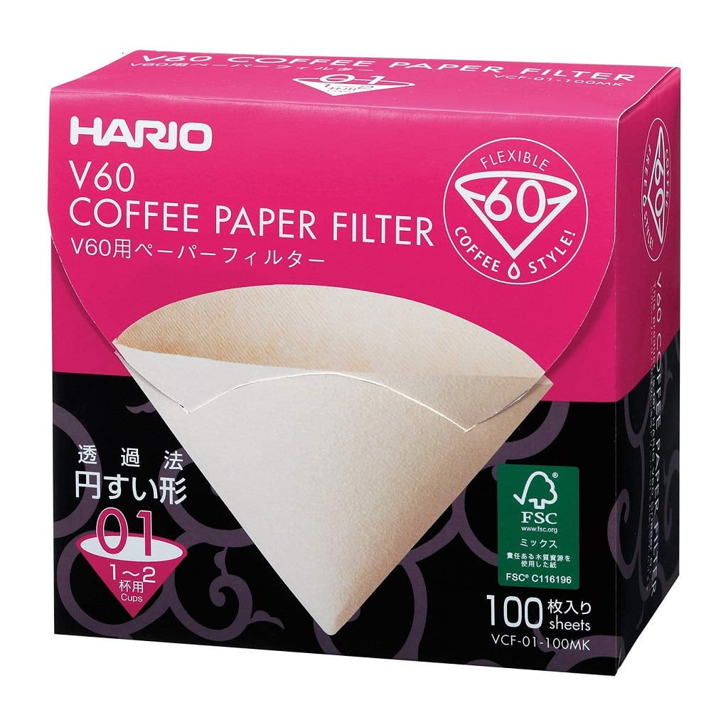 Hario V60 Paper Filter Natural 01, 100ct box (1) - Walmart.com