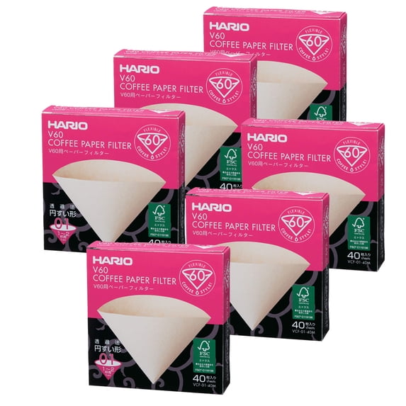 Hario V60 Paper Filter Natural 01, 40ct box (6) - Walmart.com