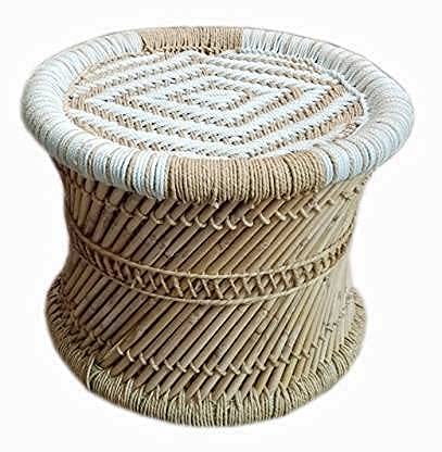 Harish Handmakers Natural Handmade Bamboo Mudda with White Beige Flower ...
