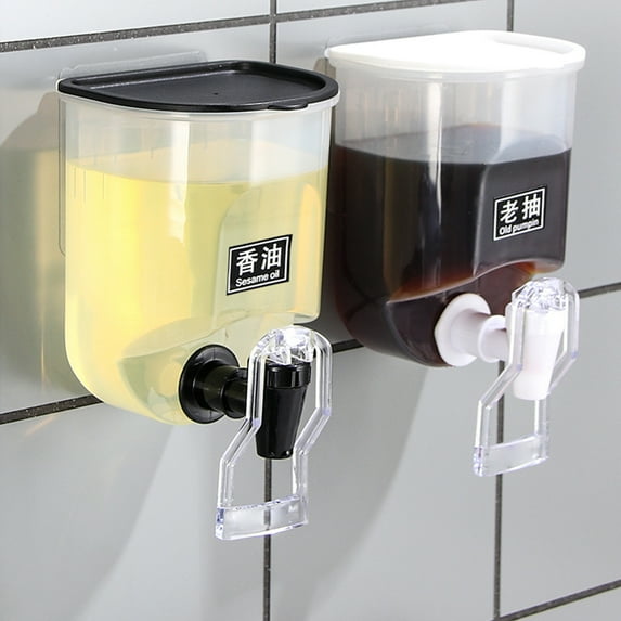 Hariumiu 1/2Pcs Oil Bottle Dispenser for Kitchen Wall Mounted Clear ...