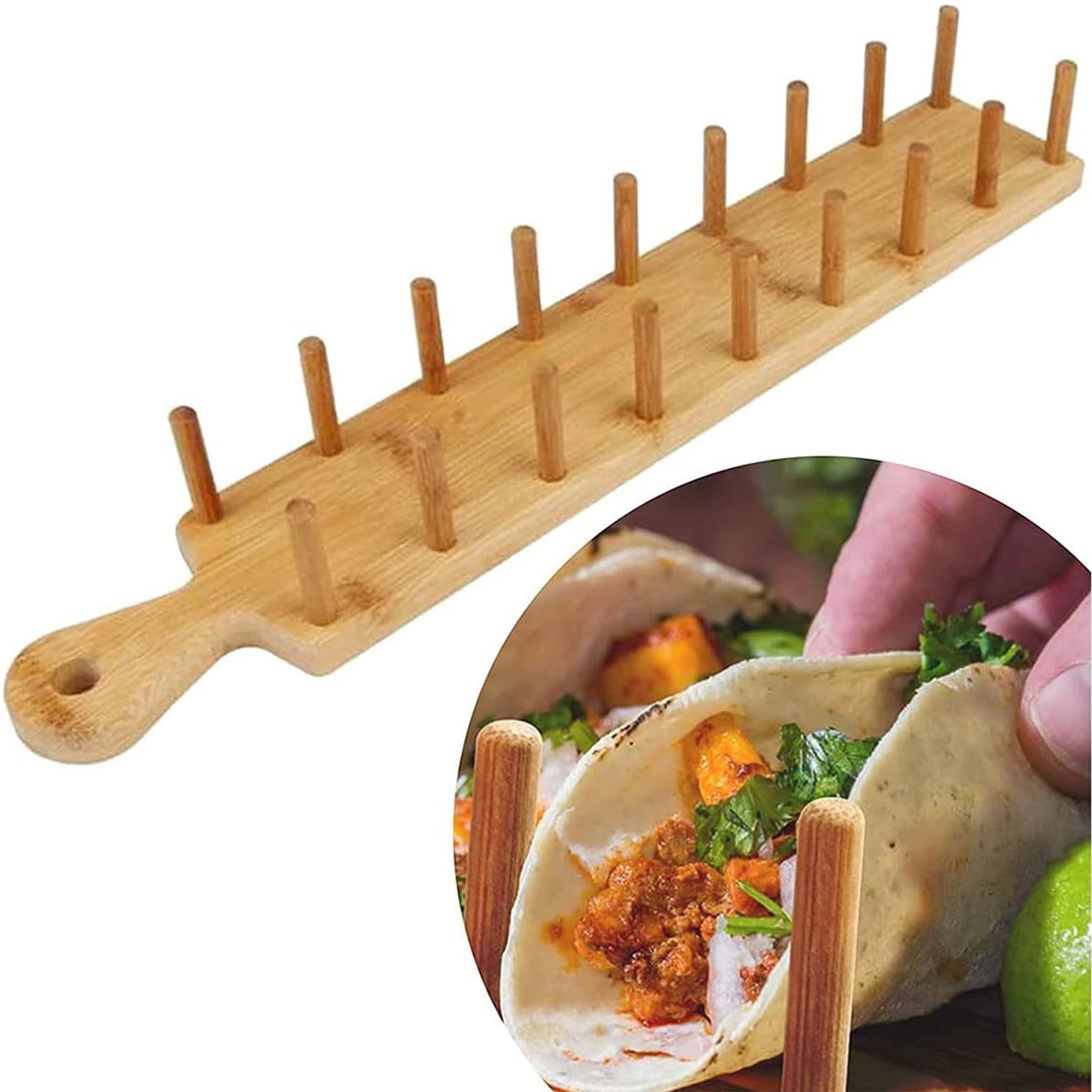 Hariumiu 1/2Pcs Wooden Taco Holder Stand for 8 Tacos Burritos Taco ...