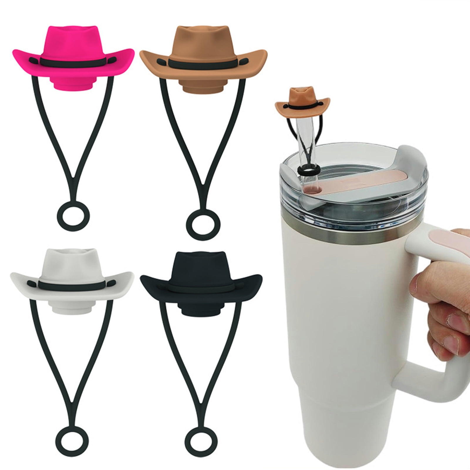 Hariumiu 1/4Pcs Straw Cover Hat Shape Silicone Straw Lid Dust-proof ...