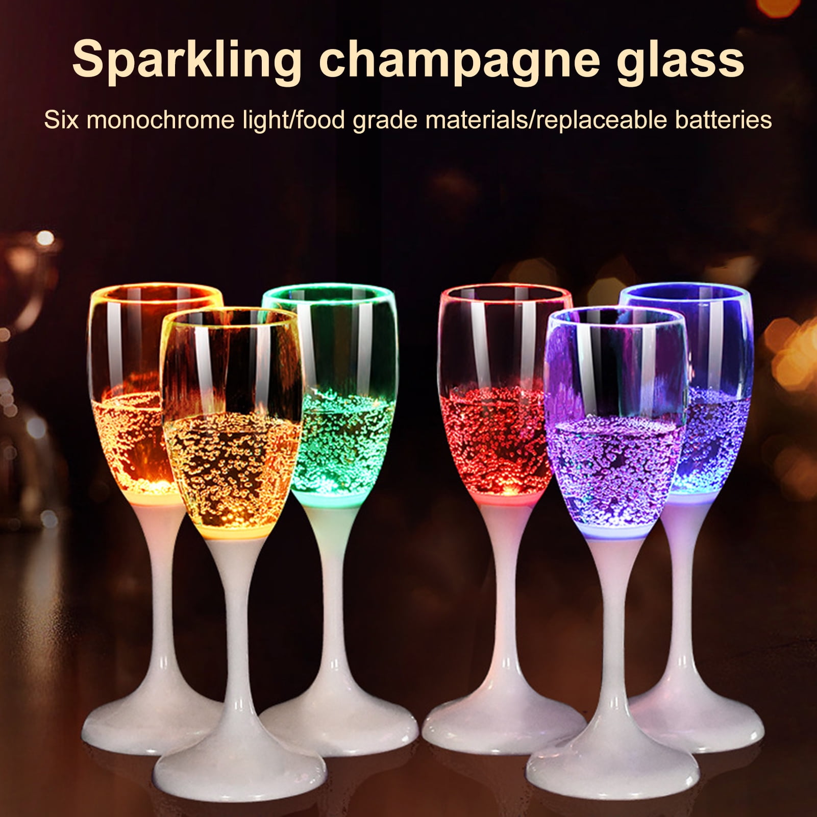 Hariumiu 1/6Pcs LED Light Up Wine Champagne Glass Party Favors Shot ...