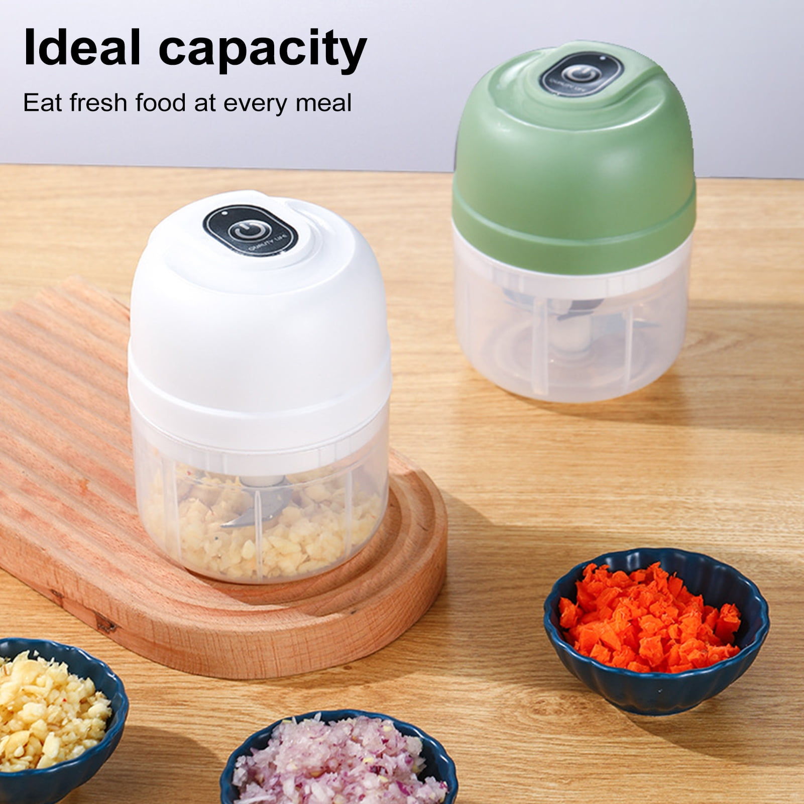 Hariumiu 100/250ML Electric Garlic Chopper USB Rechargeable Mini Food ...