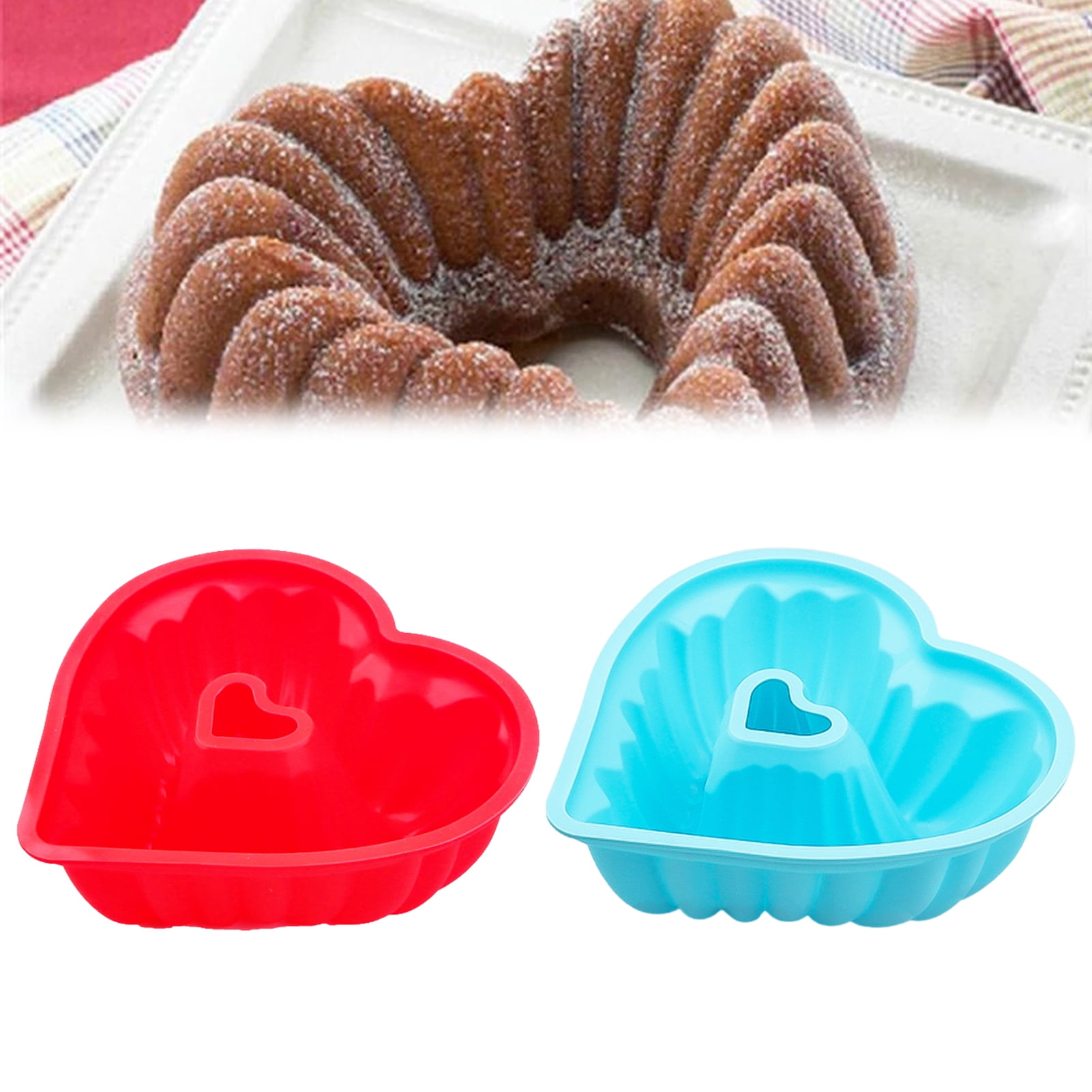 Hariumiu 1Pc/2Pcs Heart Cake Pan 8 Inch Silicone Nonstick Heart Cake ...