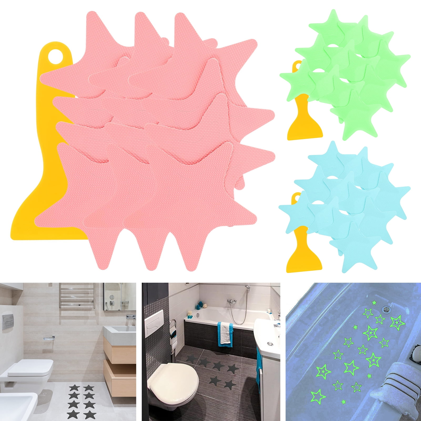 Hariumiu 24 Pcs Anti-Slip Stickers Star Shape Bathroom Safety Bathtub ...